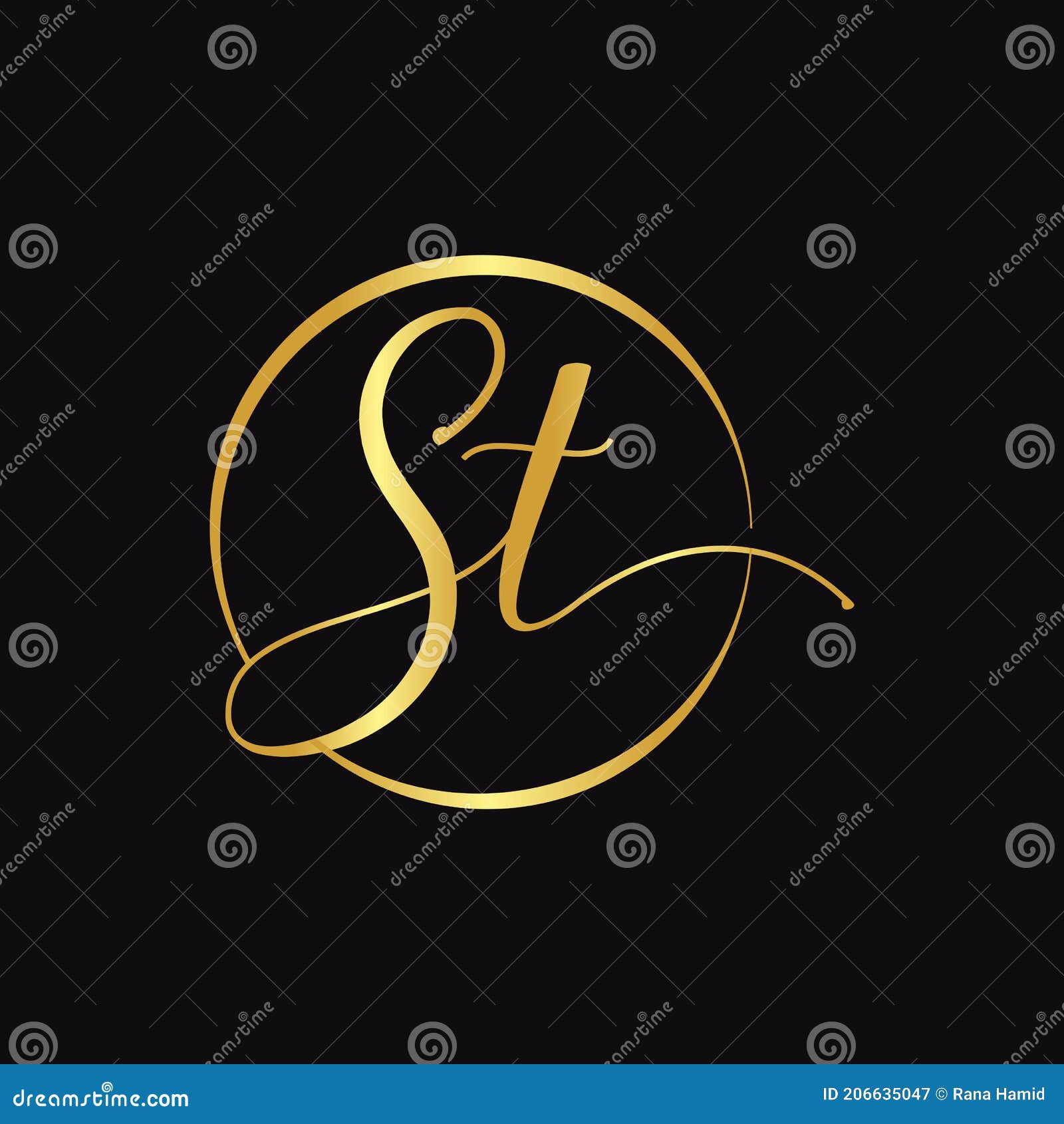 Initial ST Letter Logo Design Vector Template. Abstract Script Letter ...