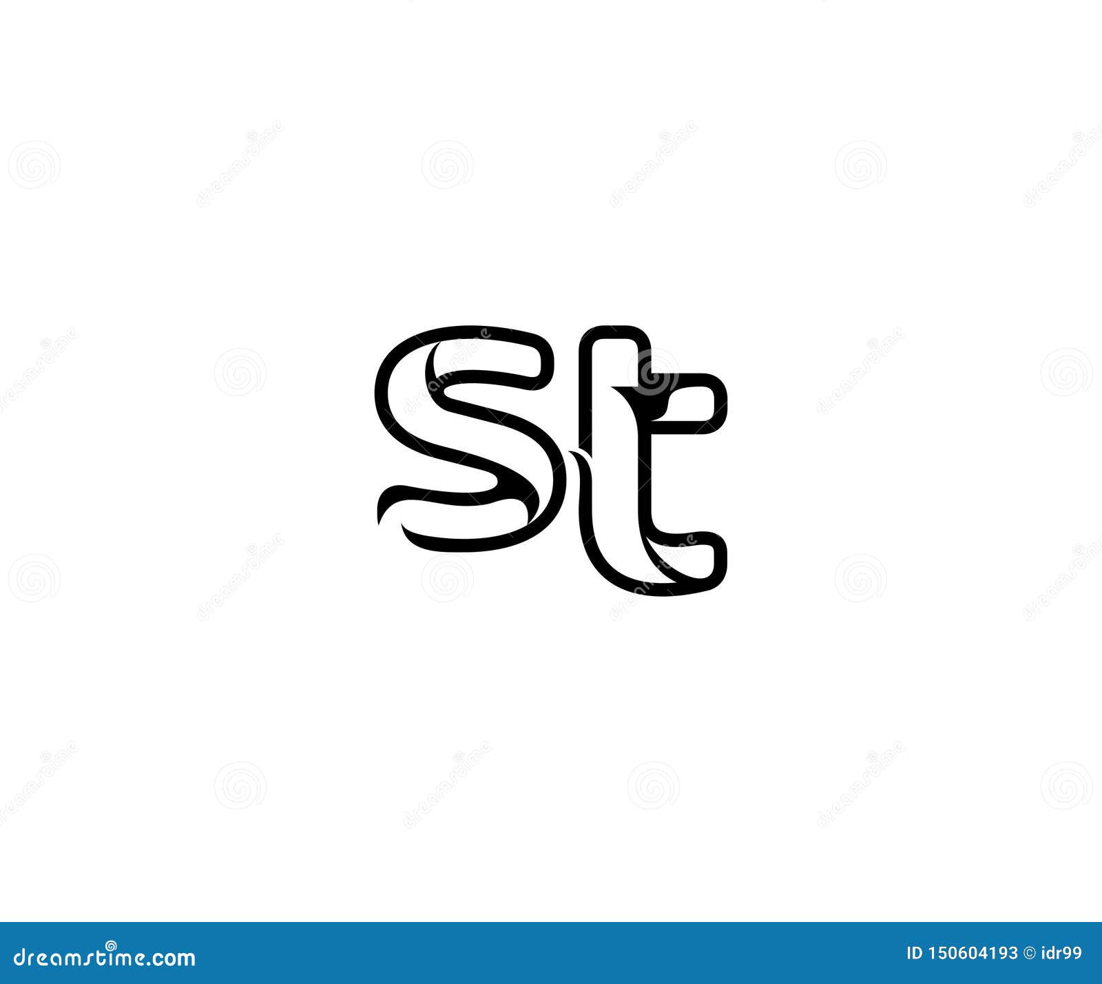 Initial ST Letter Stylish Concept Black Linear Logotype Stock ...