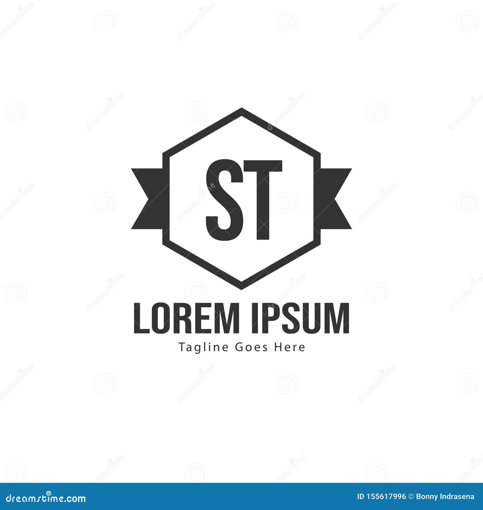 Initial ST Logo Template with Modern Frame. Minimalist ST Letter Logo ...
