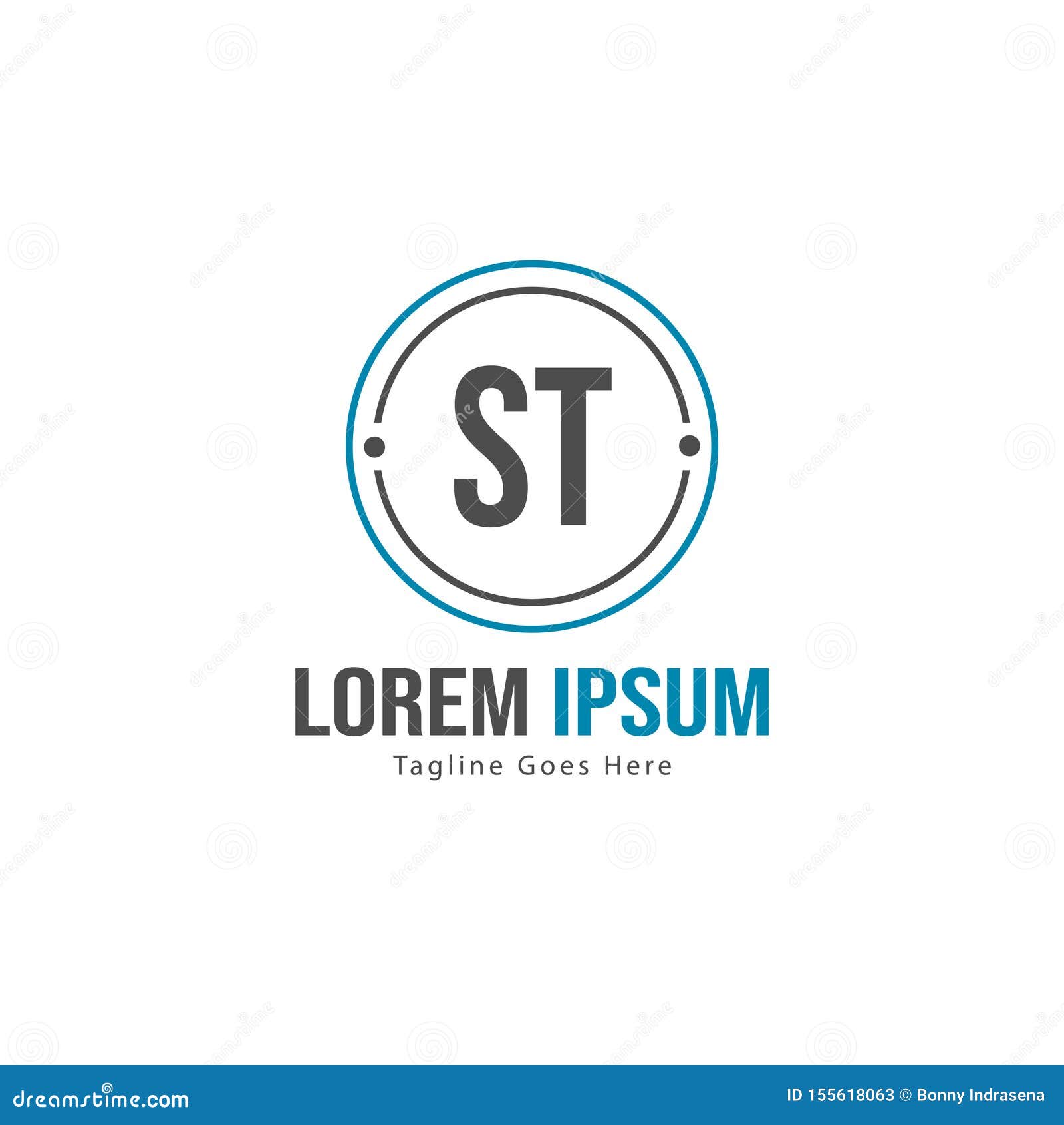 Initial ST Logo Template with Modern Frame. Minimalist ST Letter Logo ...