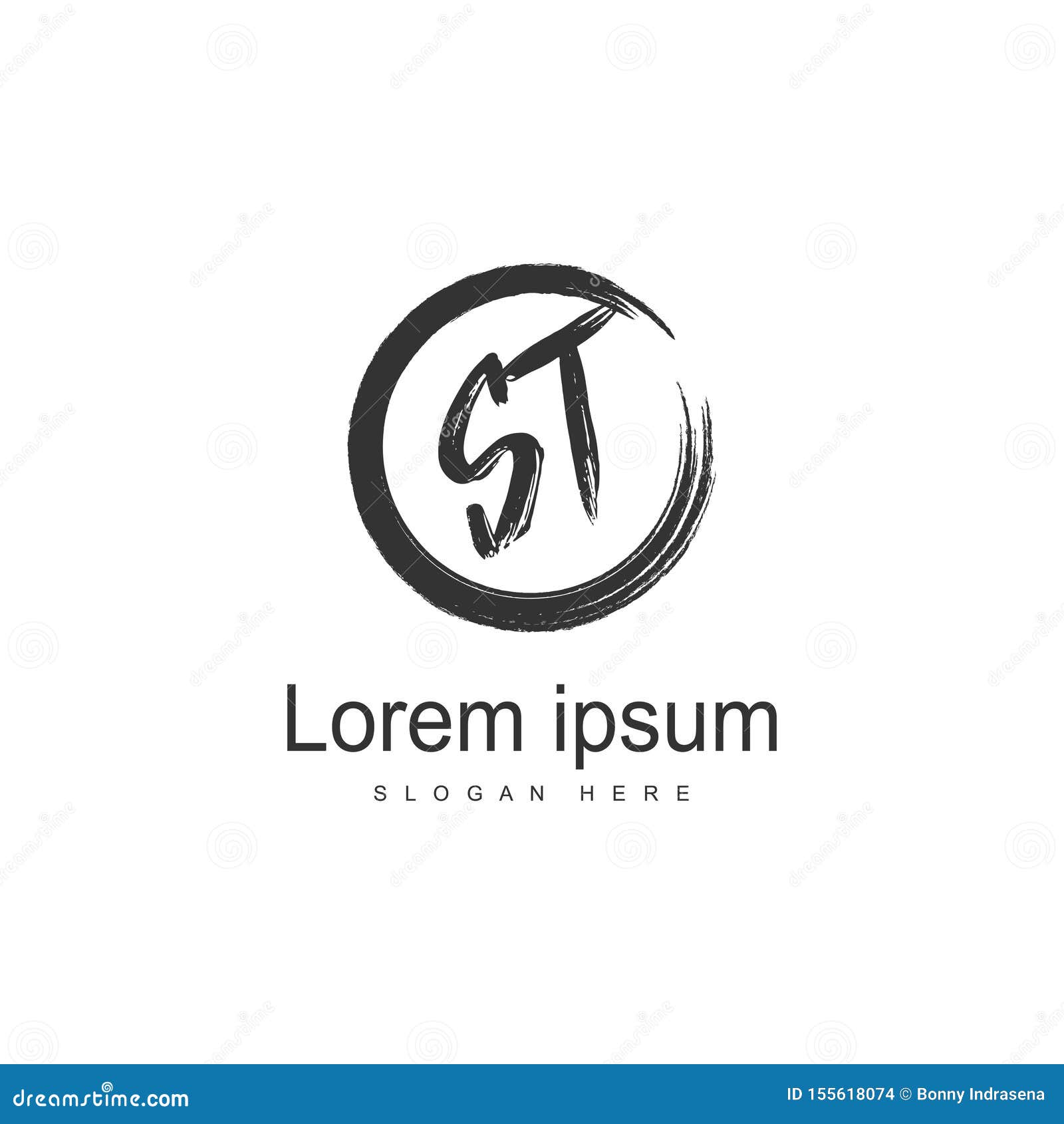 Initial ST Logo Template with Modern Frame. Minimalist ST Letter Logo ...