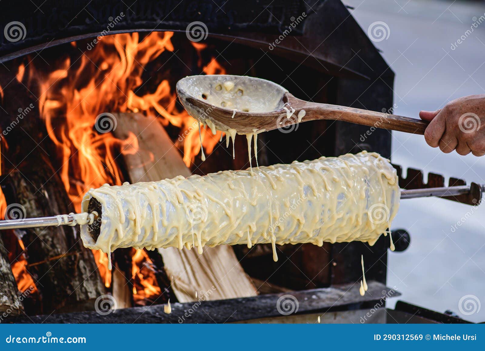 Initial Stage of Preparation of a Tree Cake, Lithuanian šakotis Stock ...