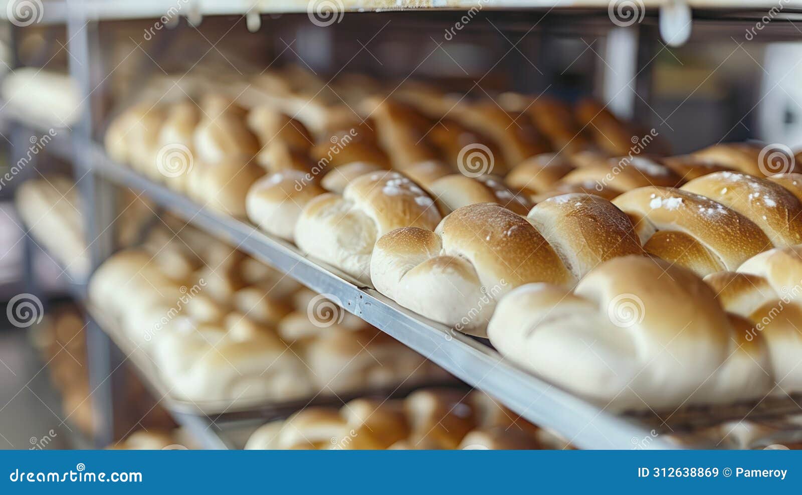 The Initial Stages of Fresh Bread Lined on Trays, Ready for Baking in ...