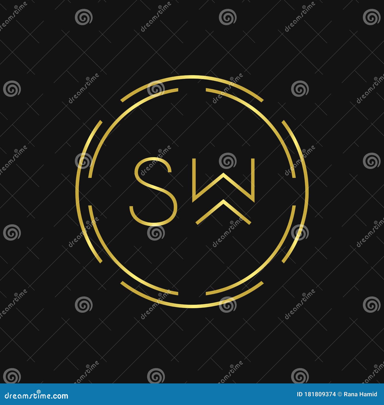 Initial SW Logo Design Creative Typography Vector Template. Digital ...