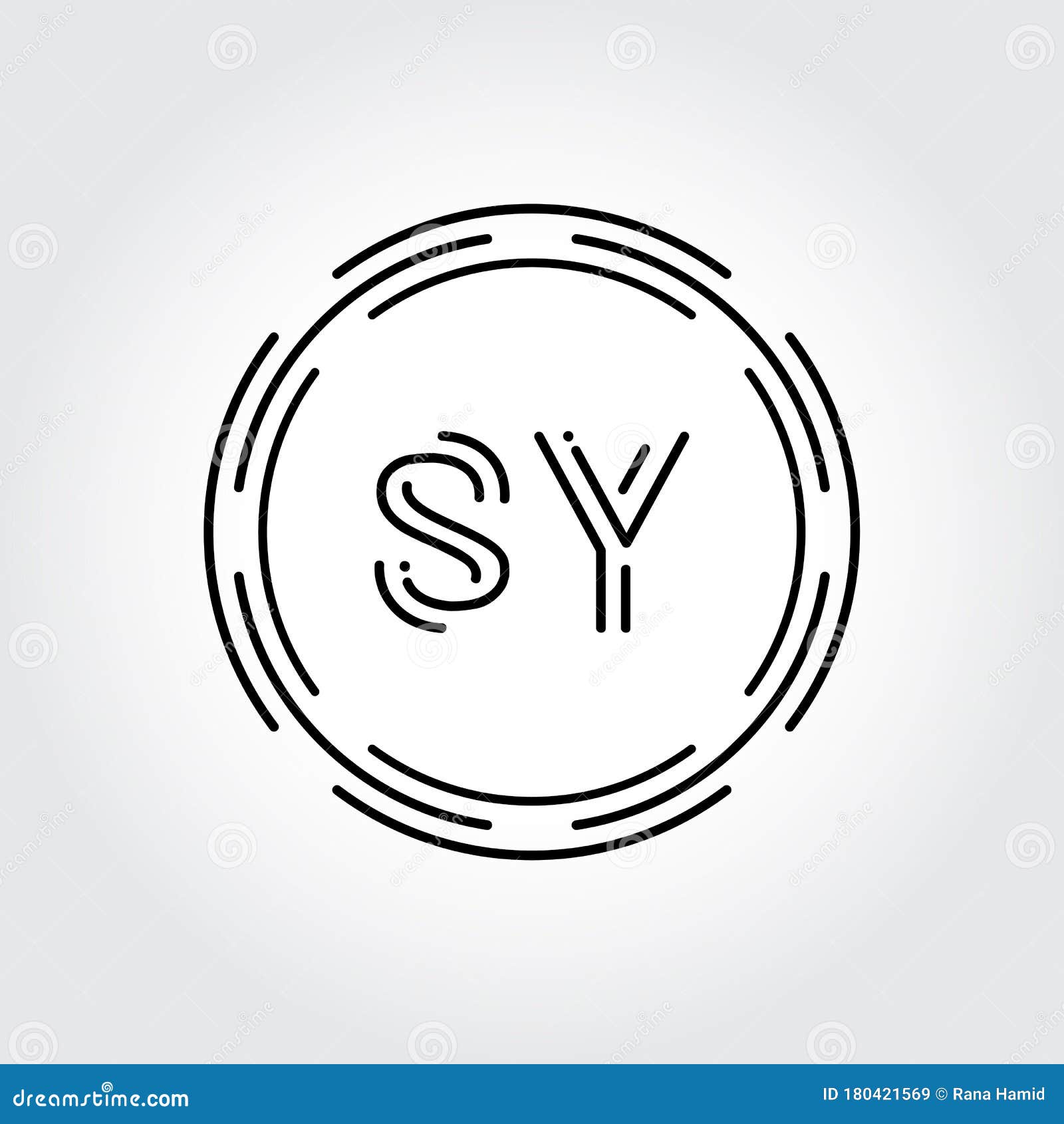 Initial SY Logo Design Creative Typography Vector Template. Digital ...