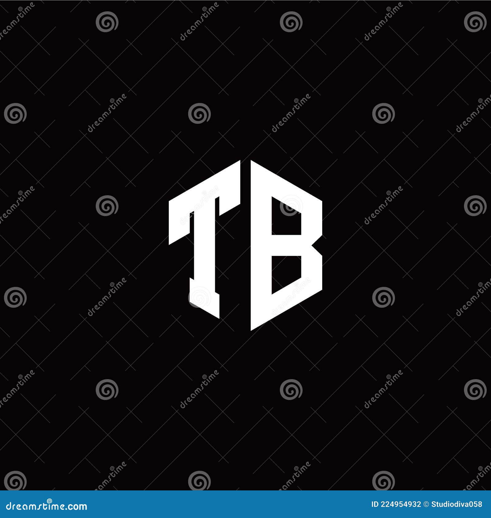 Initial T B Letter with Polygon Modern Style Logo Template Vector Stock ...
