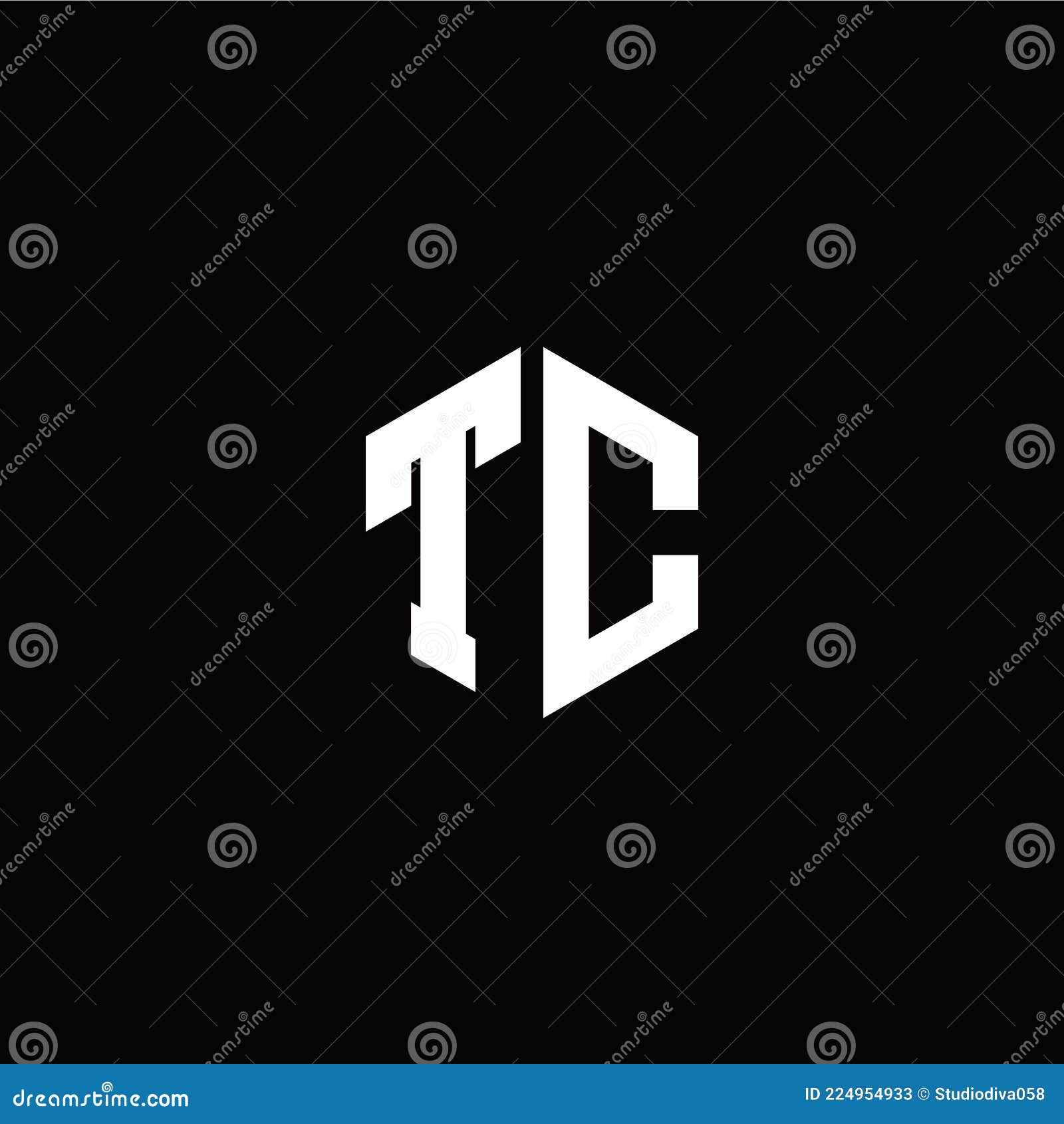 Initial T C Letter with Polygon Modern Style Logo Template Vector Stock ...