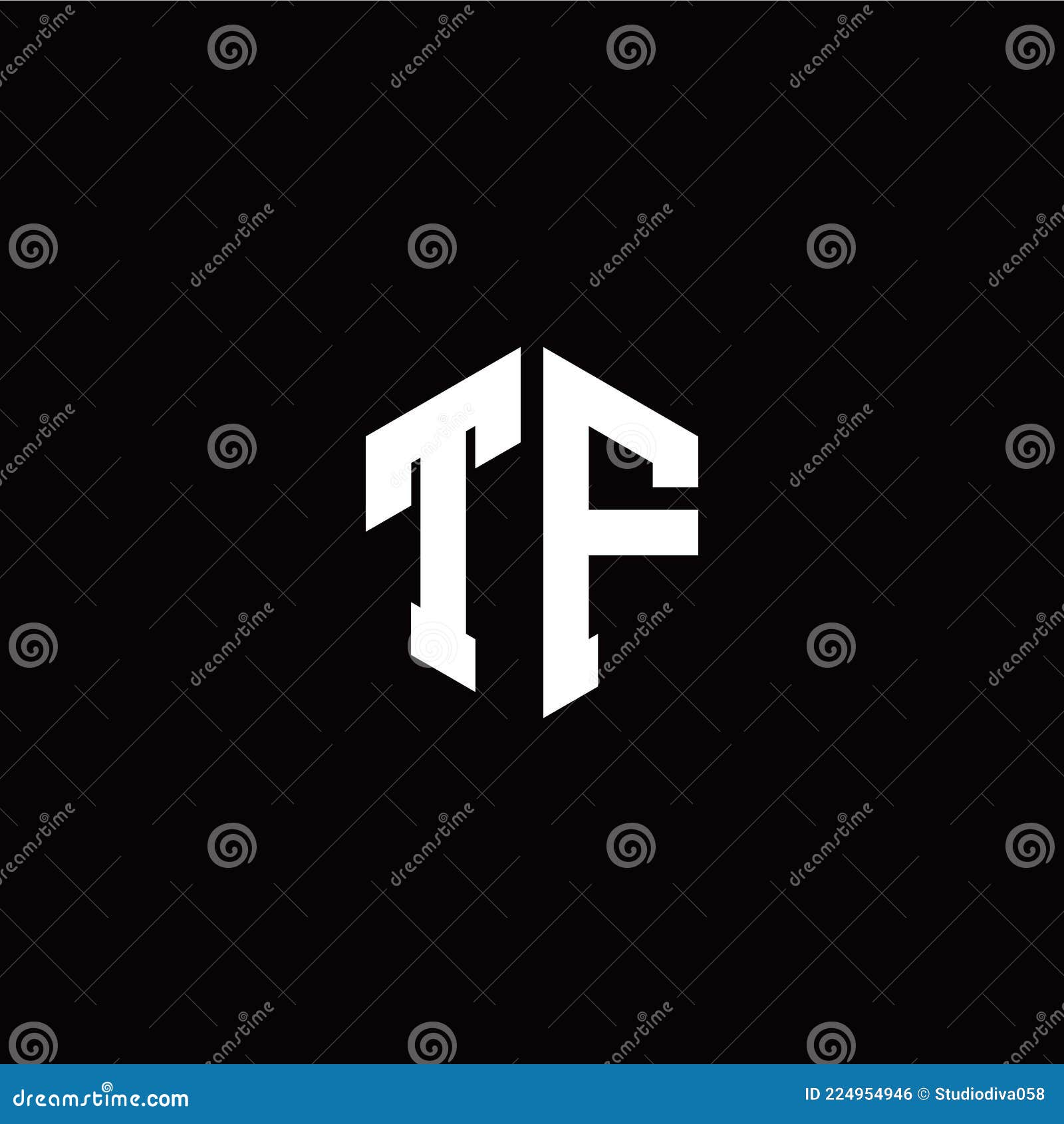 Initial T F Letter with Polygon Modern Style Logo Template Vector Stock ...