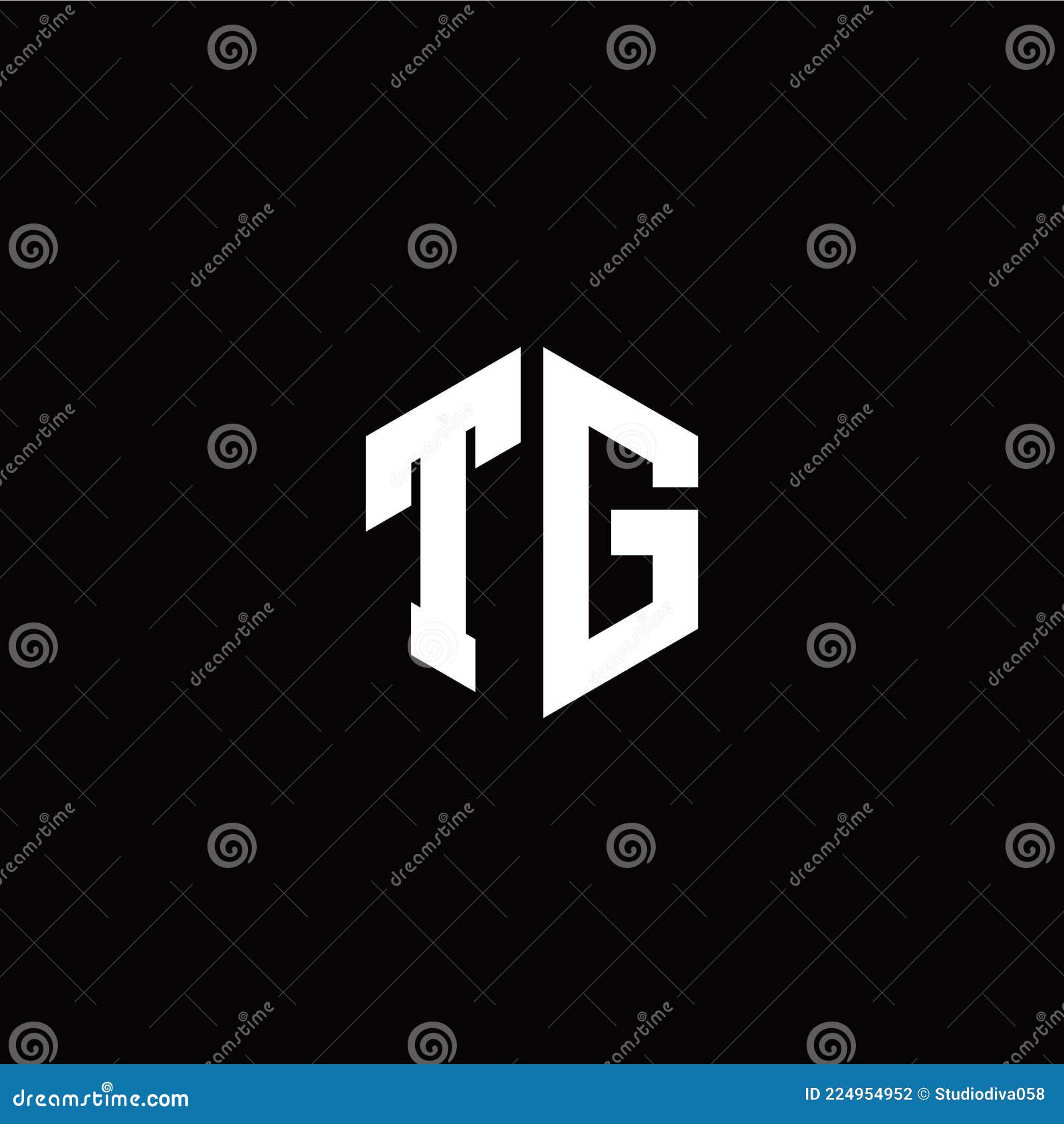 Initial T G Letter with Polygon Modern Style Logo Template Vector Stock ...