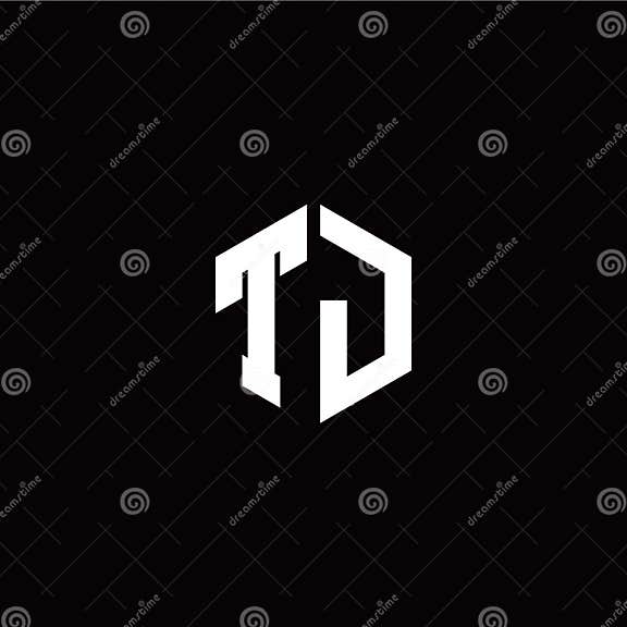 Initial T J Letter with Polygon Modern Style Logo Template Vector Stock ...