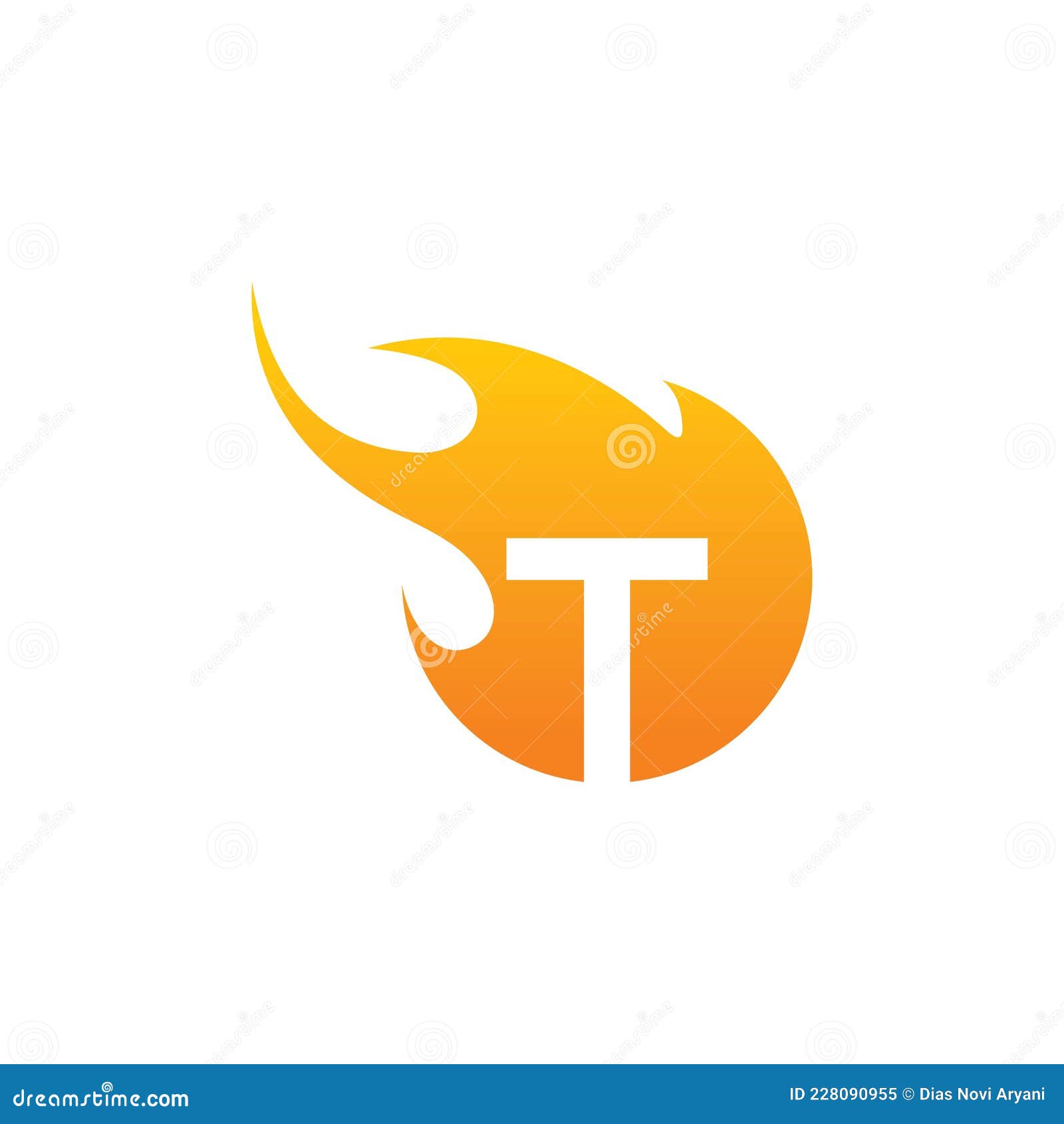 Initial T Letter with Fire Logo Vector Design Stock Vector ...
