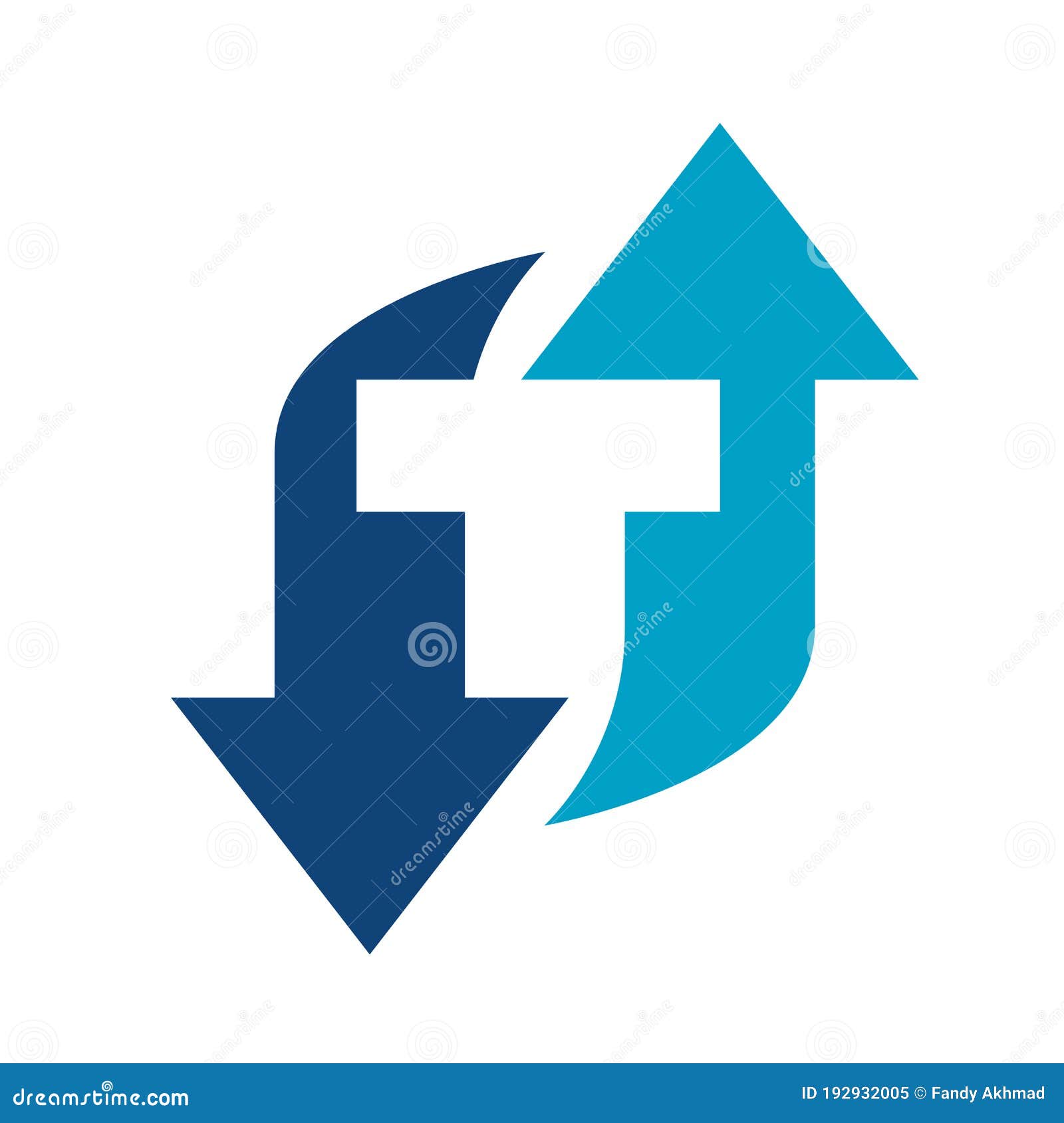 Initial T Letter Logo Design with Upside Down Arrow Vector Graphic ...