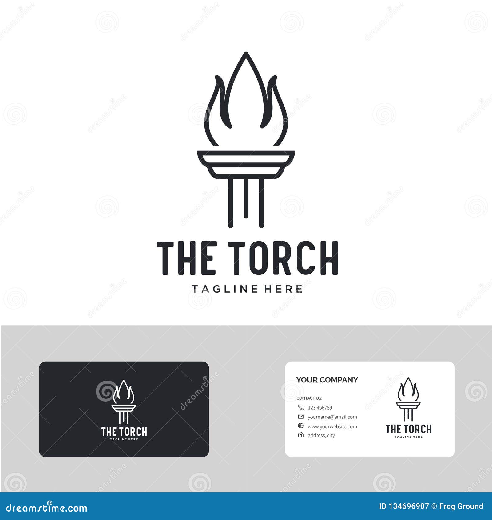 Initial T for Torch Logo Design with Line Art Style - Vector Stock ...