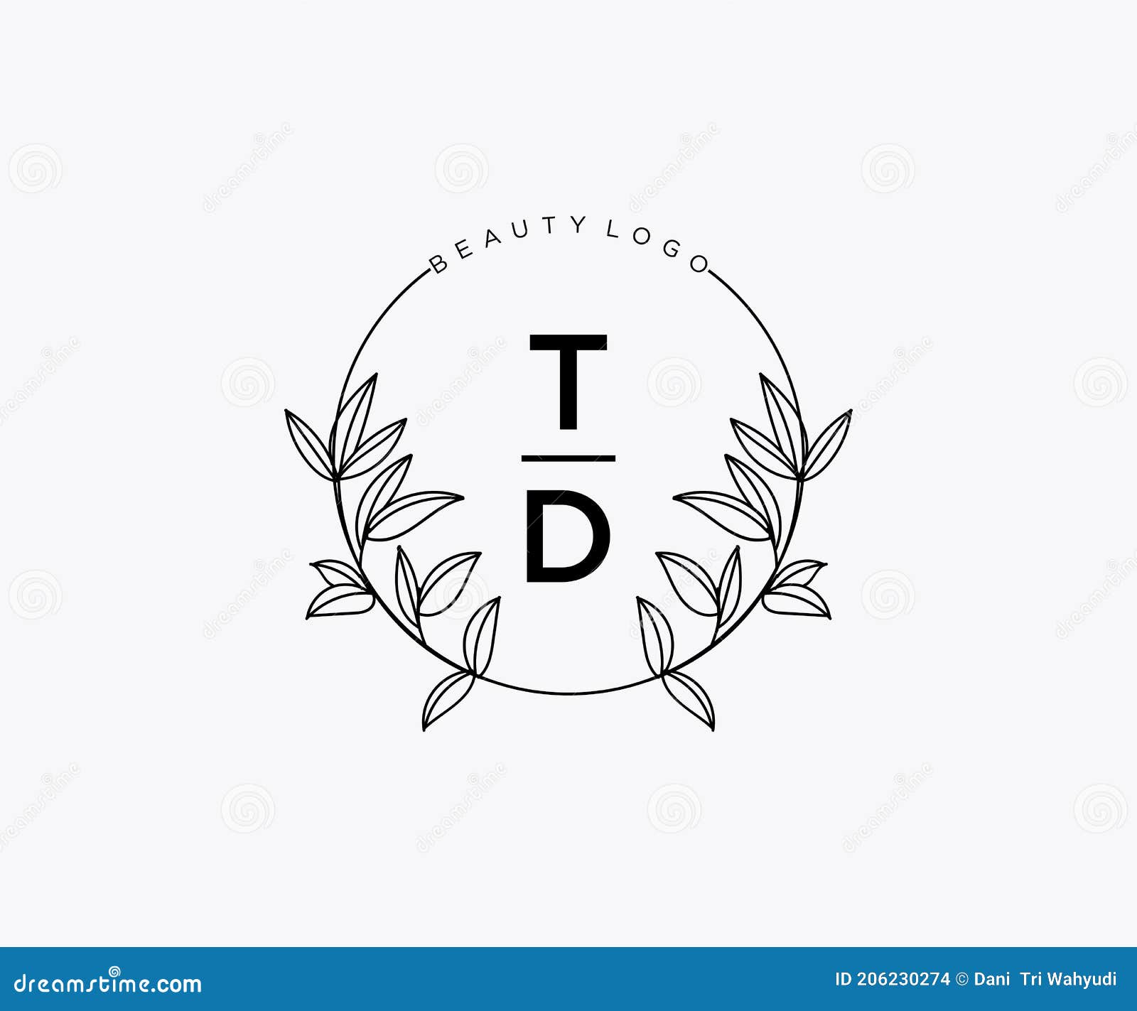 Initial TD Letters Beautiful Floral Feminine Editable Premade Monoline ...