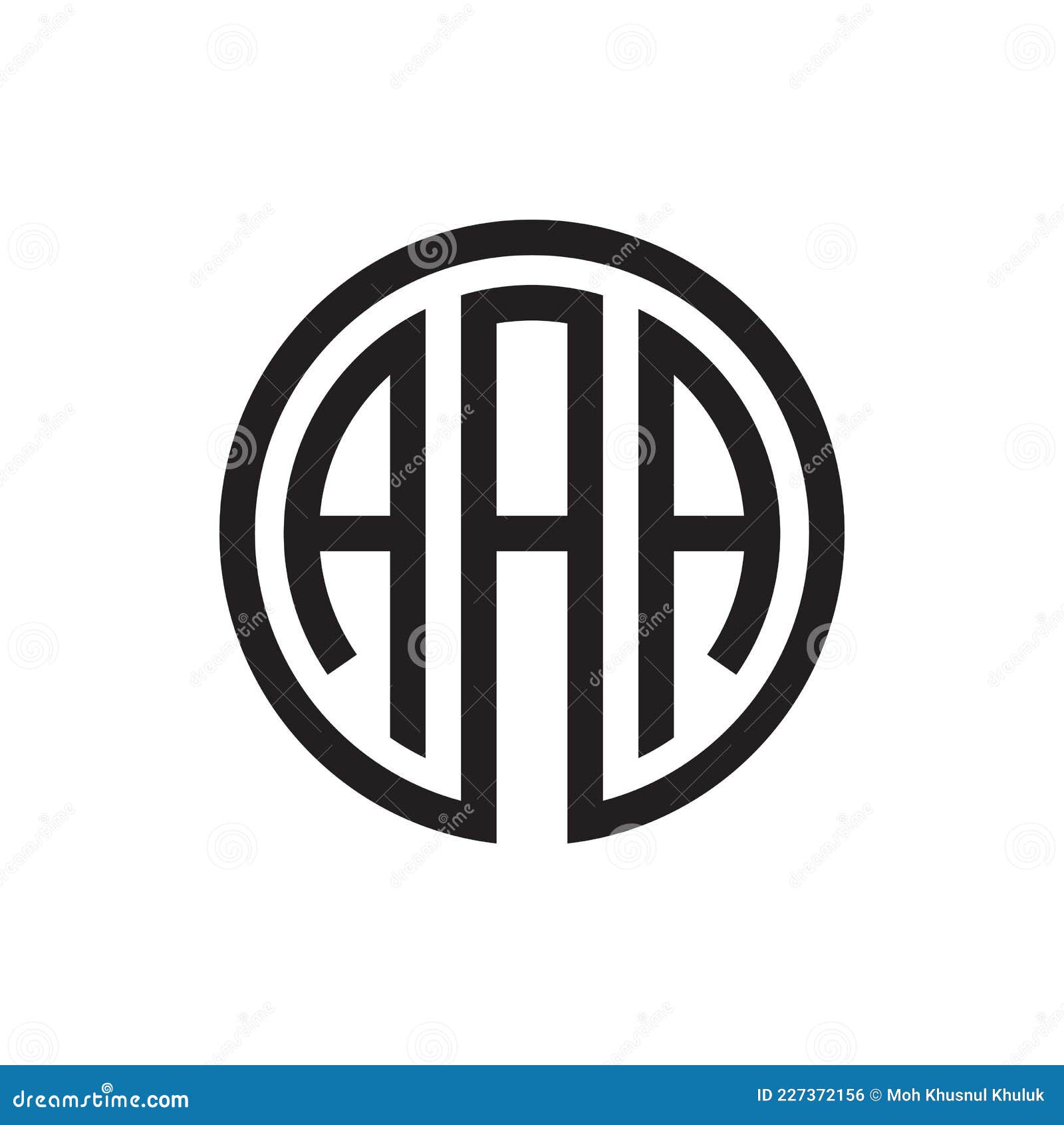 Initial Three Letter Logo Circle AAA Black Outline Stroke Stock Vector ...