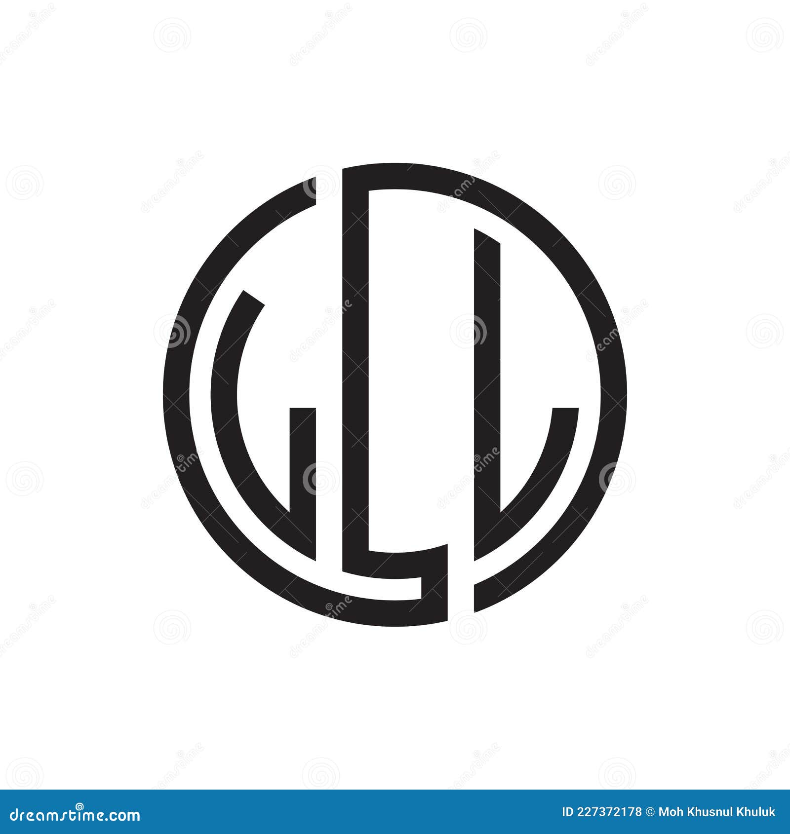 Initial Three Letter Logo Circle LLL Black Outline Stroke Stock Vector ...
