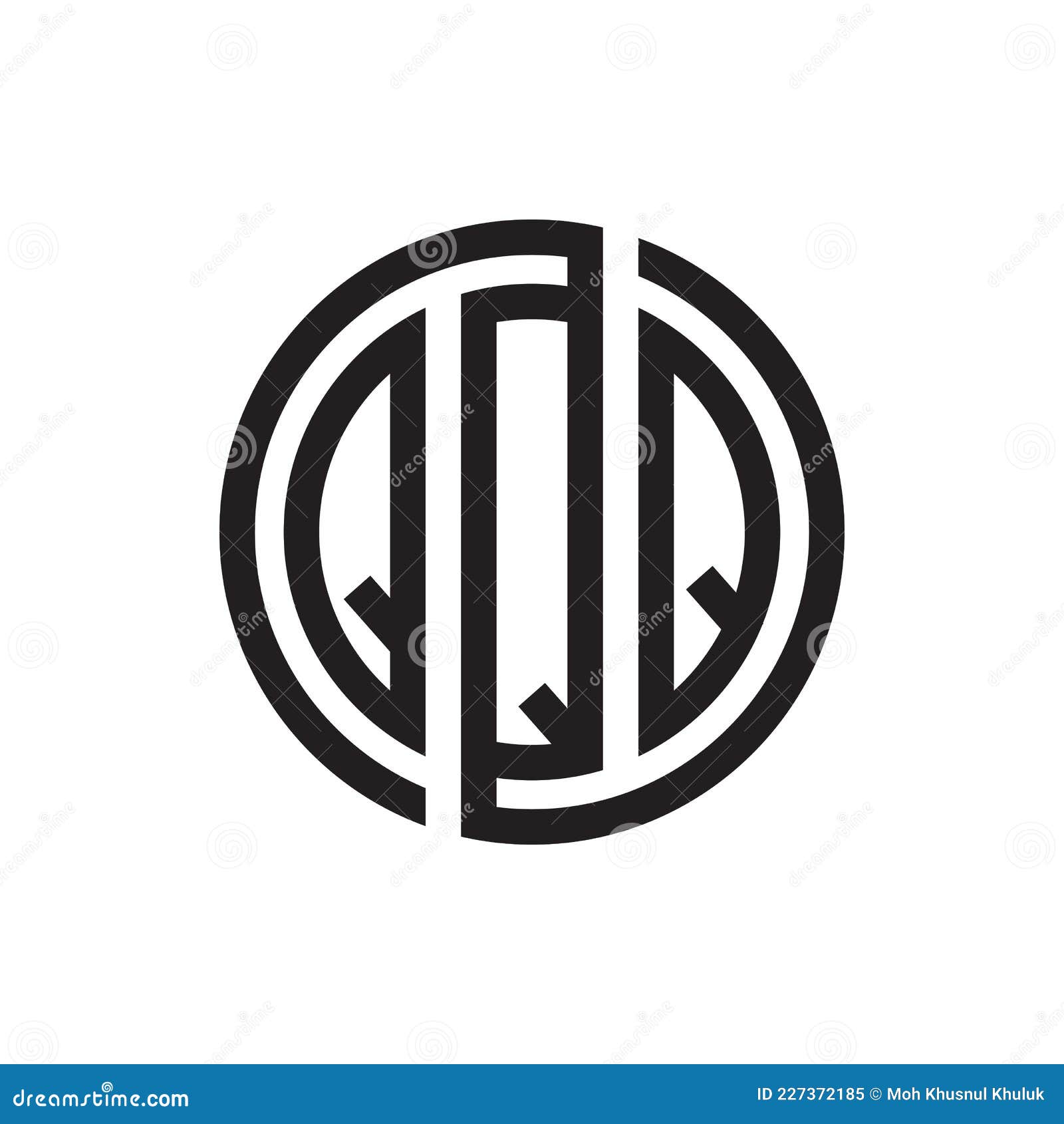 Initial Three Letter Logo Circle QQQ Black Outline Stroke Stock Vector ...