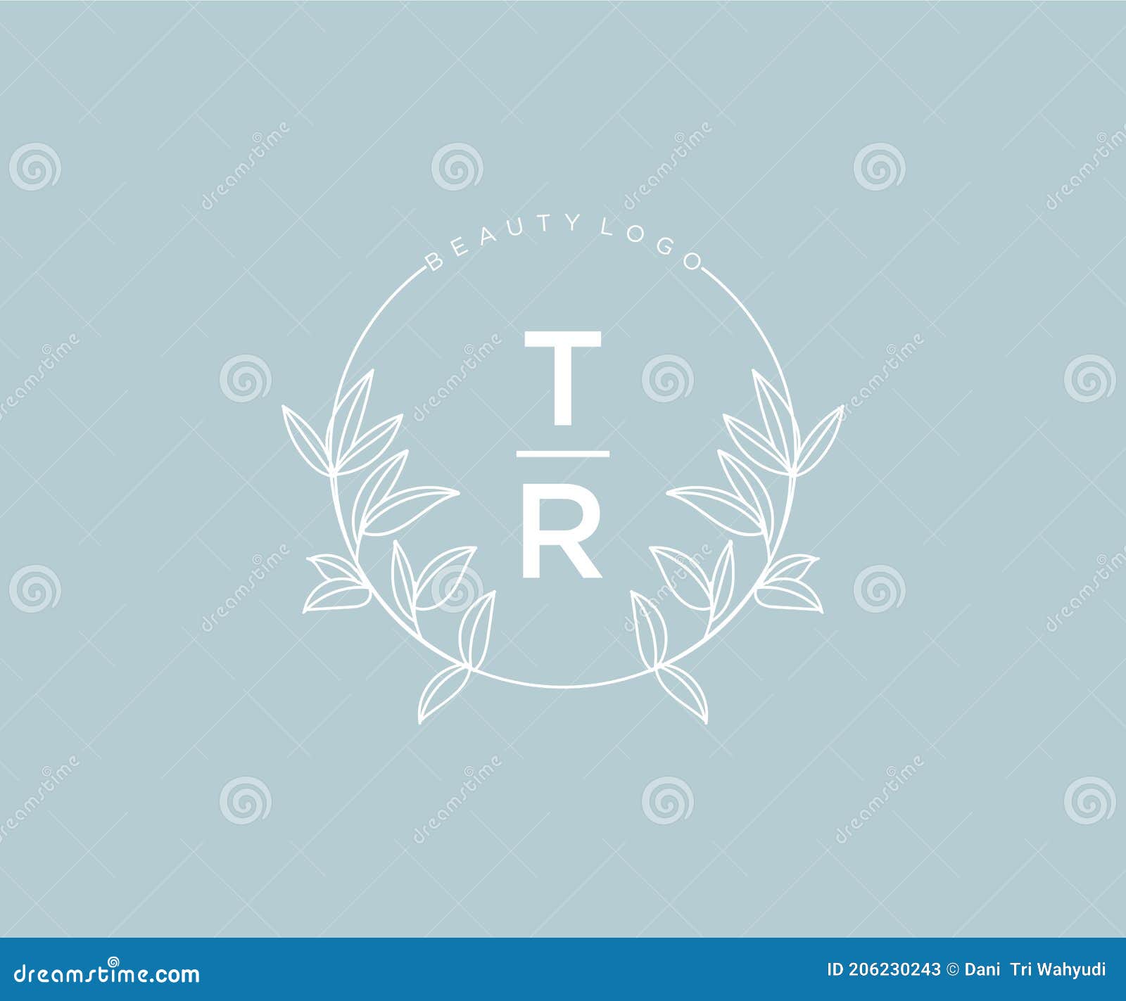 Initial TR Letters Beautiful Floral Feminine Editable Premade Monoline ...
