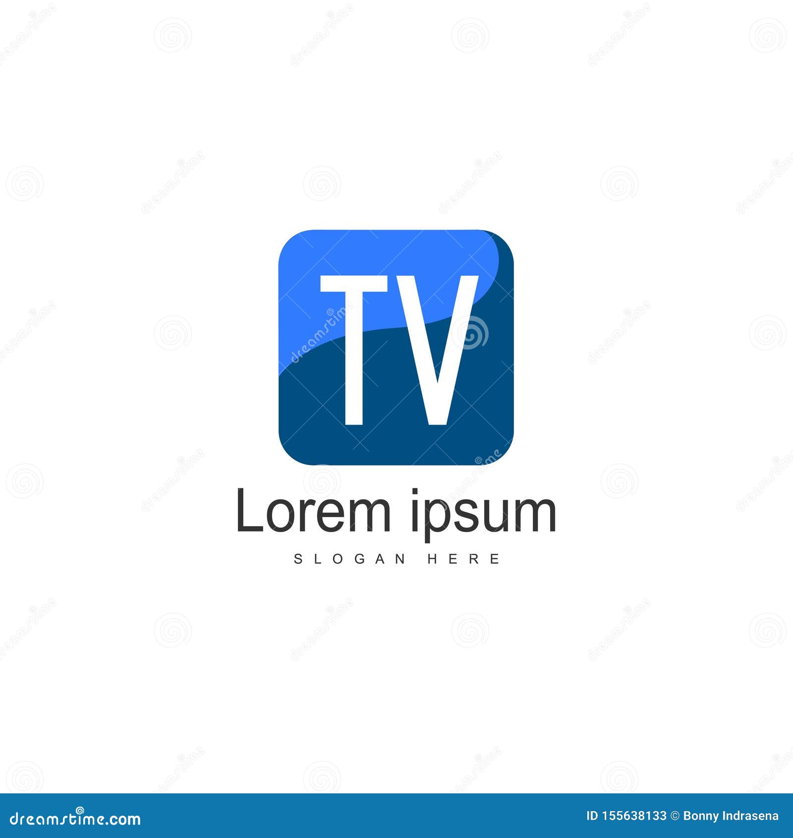 Initial TV Logo Template with Modern Frame. Minimalist TV Letter Logo ...