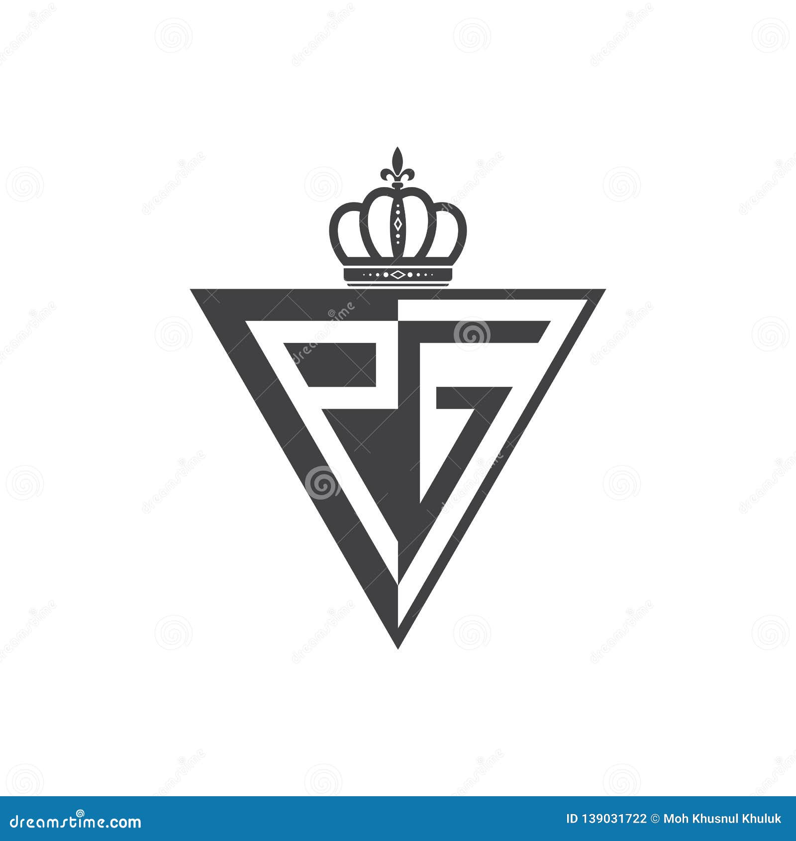 Initial Two Letter PG Half Logo Triangle Black Stock Vector ...