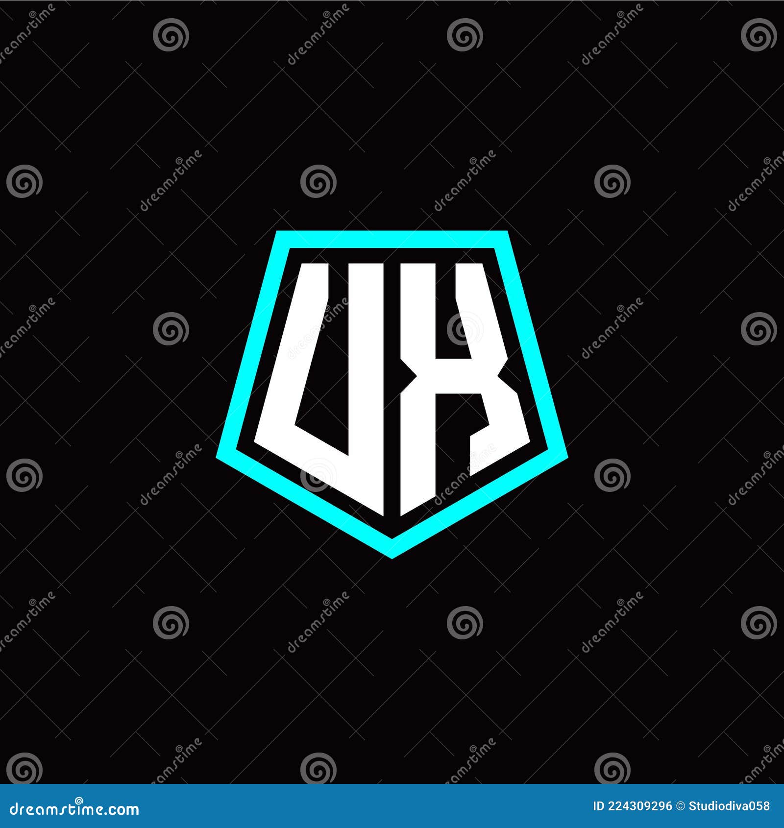 Initial U X Letter with Polygon Modern Style Logo Template Vector Stock ...