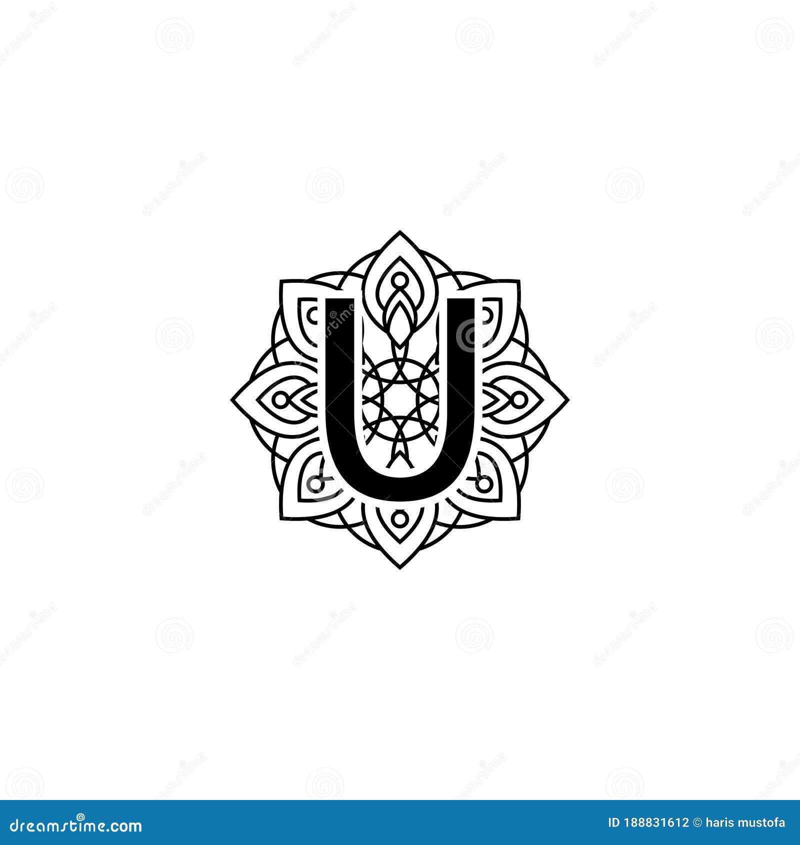 Initial U Mandala Vector Design Template Illustration Stock ...