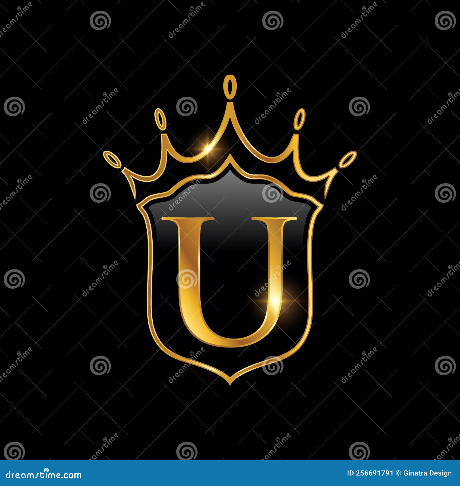 Initial U Monogram Alphabet with a Crown and Shield Stock Vector ...