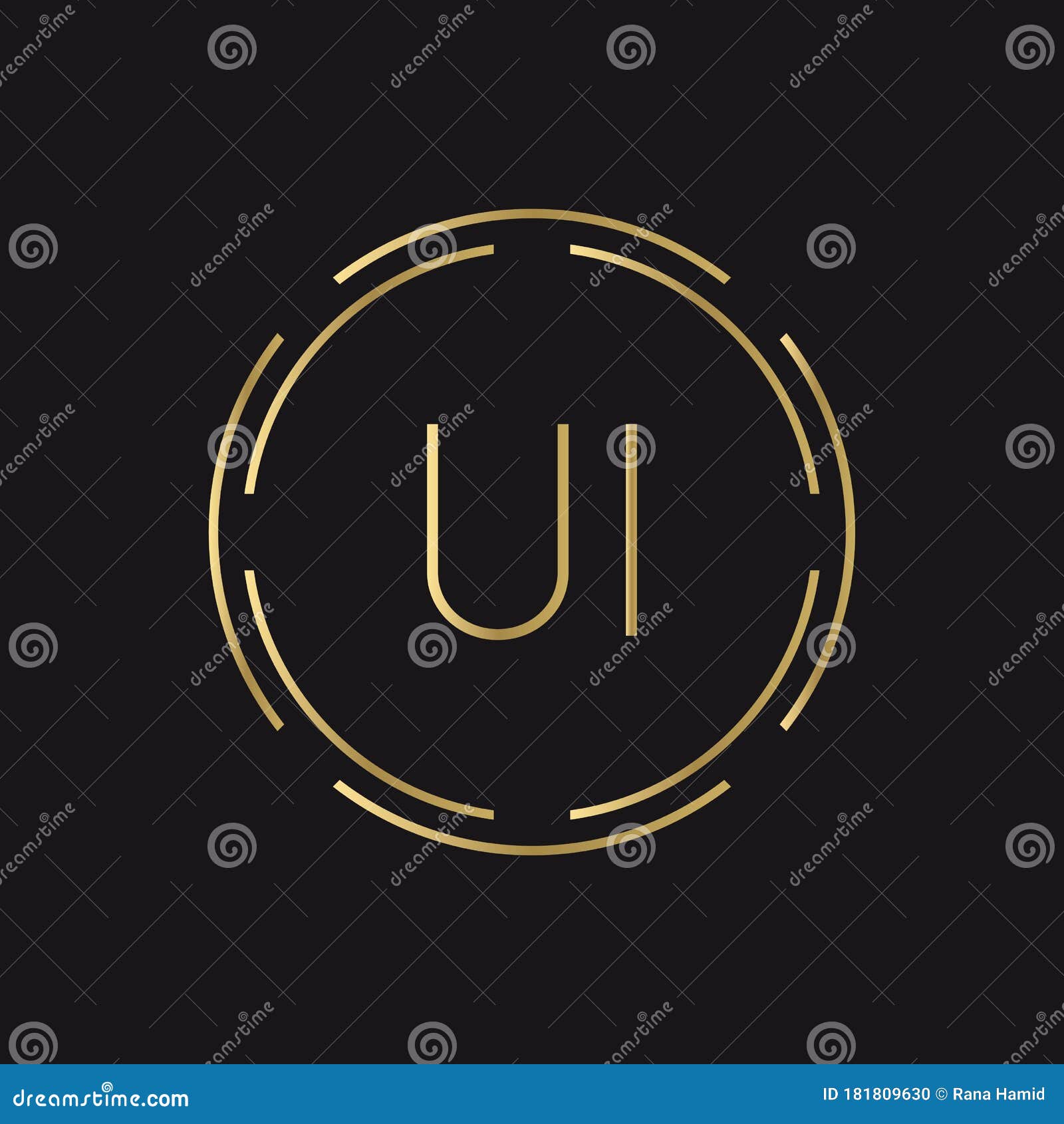 Initial UI Logo Creative Typography Vector Template. Digital Abstract ...
