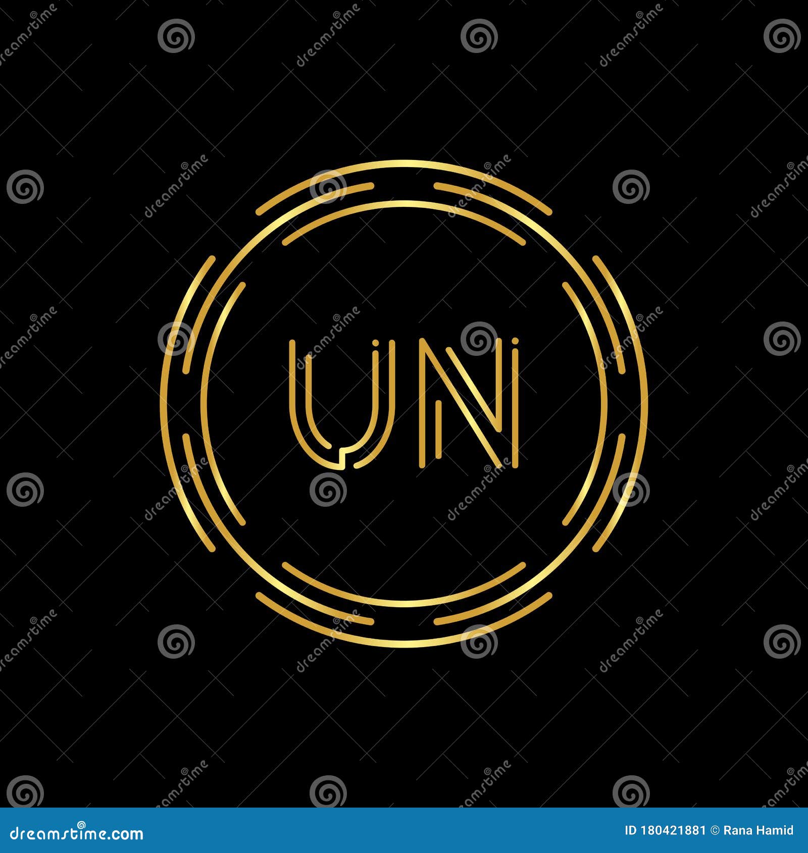 Initial UN Logo Creative Typography Vector Template. Digital Abstract ...