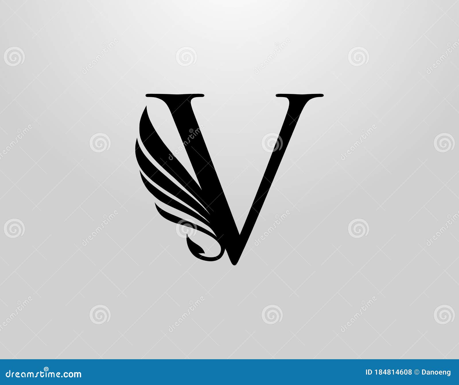 Initial V Classic Wing Logo. Heraldic V Letter Design Vector with Wing ...