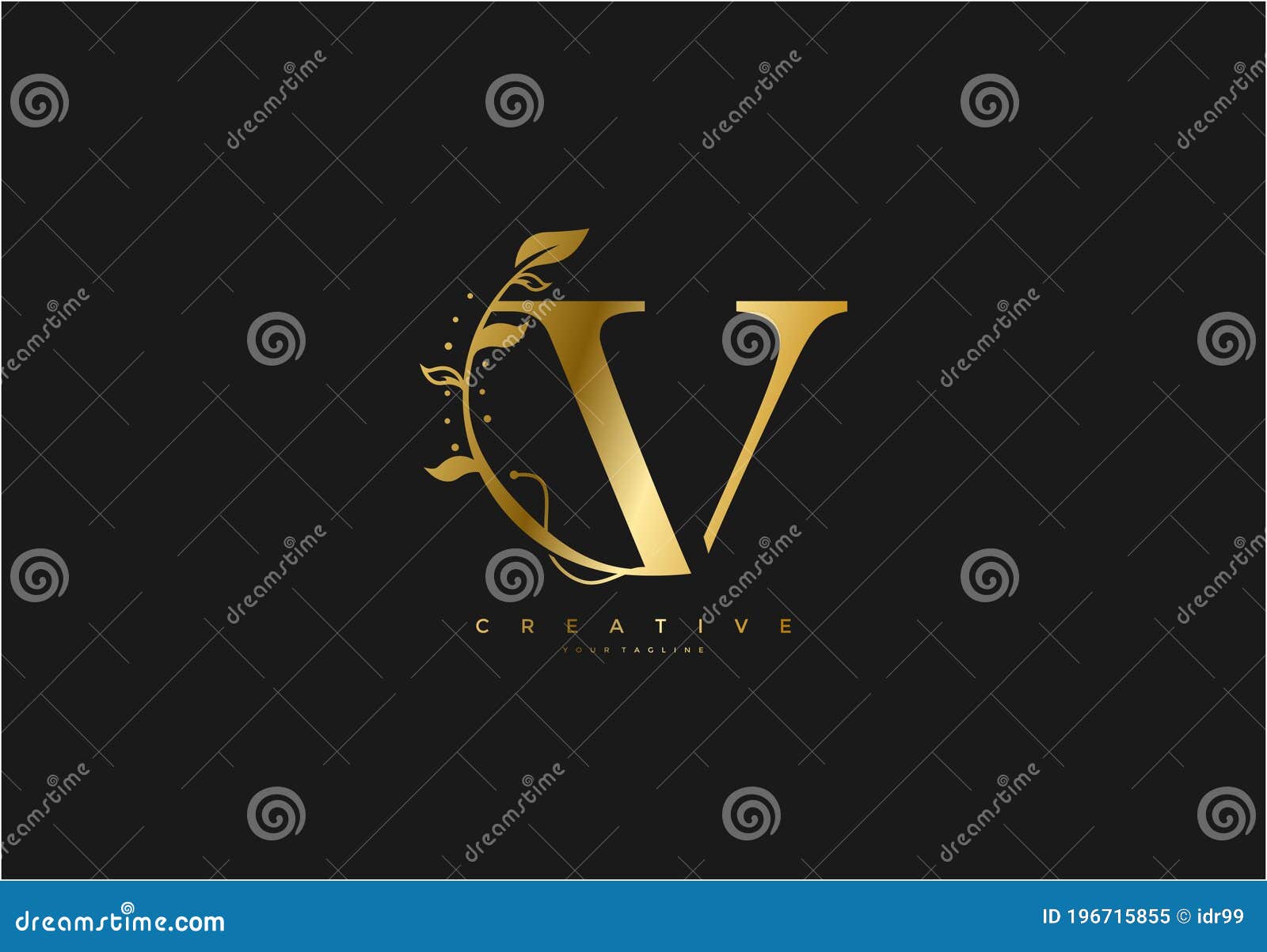 Initial V Letter Linked Swoosh Rounded Monogram Logotype Stock Vector ...