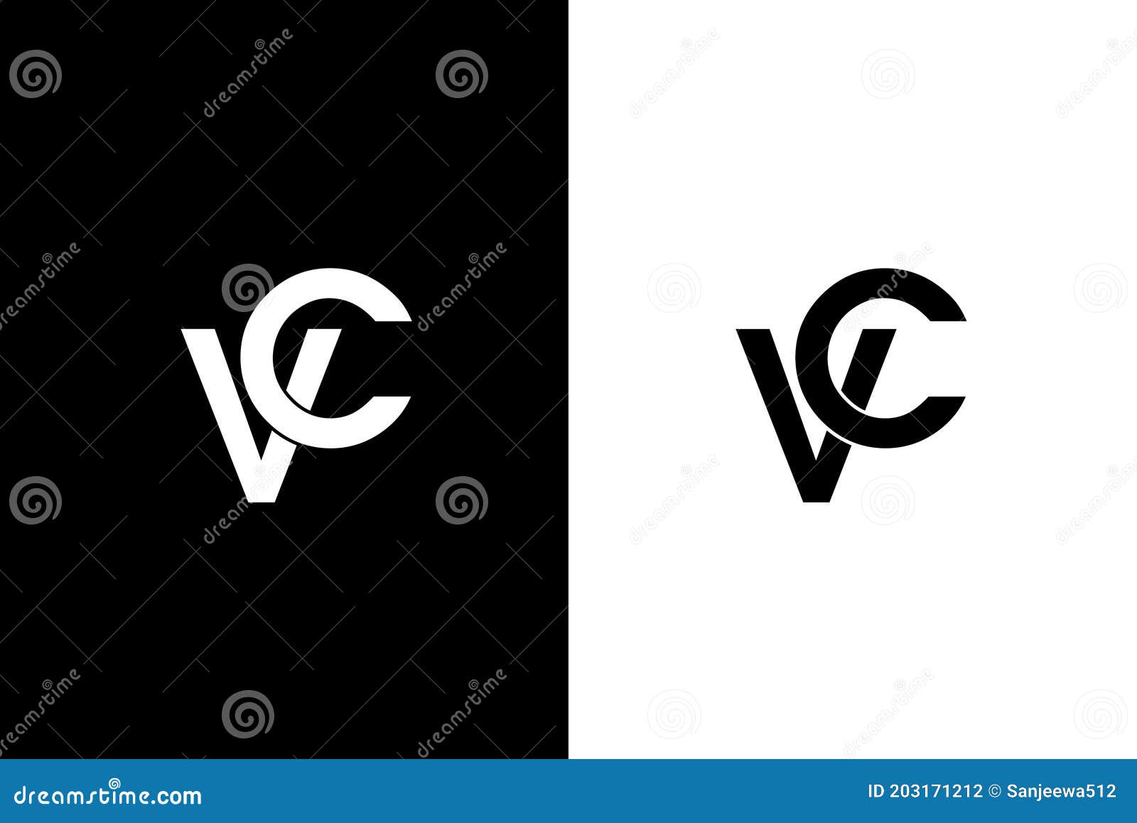 Initial VC, CV Letter Logo Design Template Vector Stock Vector ...