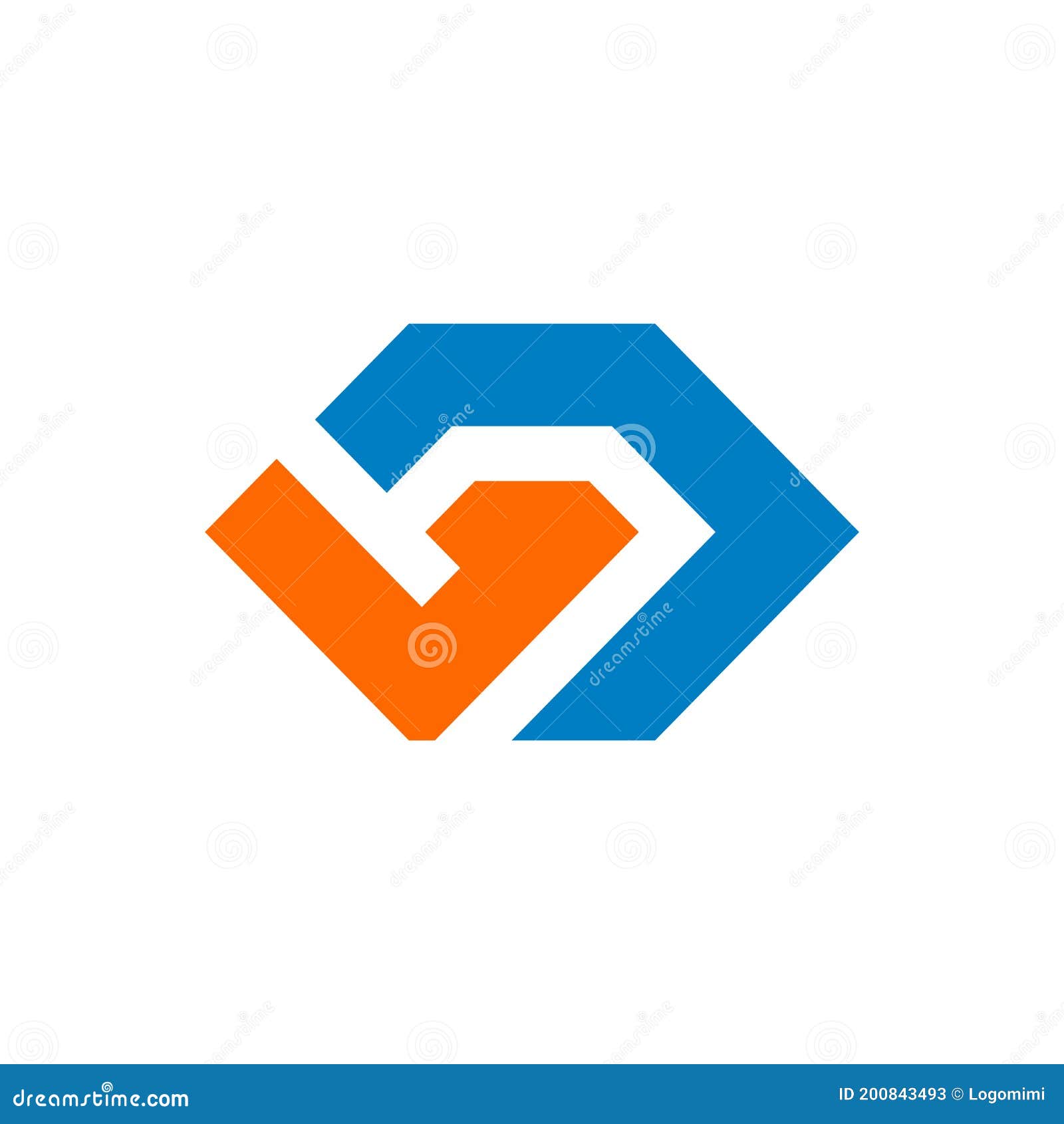 Initial VD Logo Design, Alphabet Letter Symbol, Abstract Hexagon Shape ...