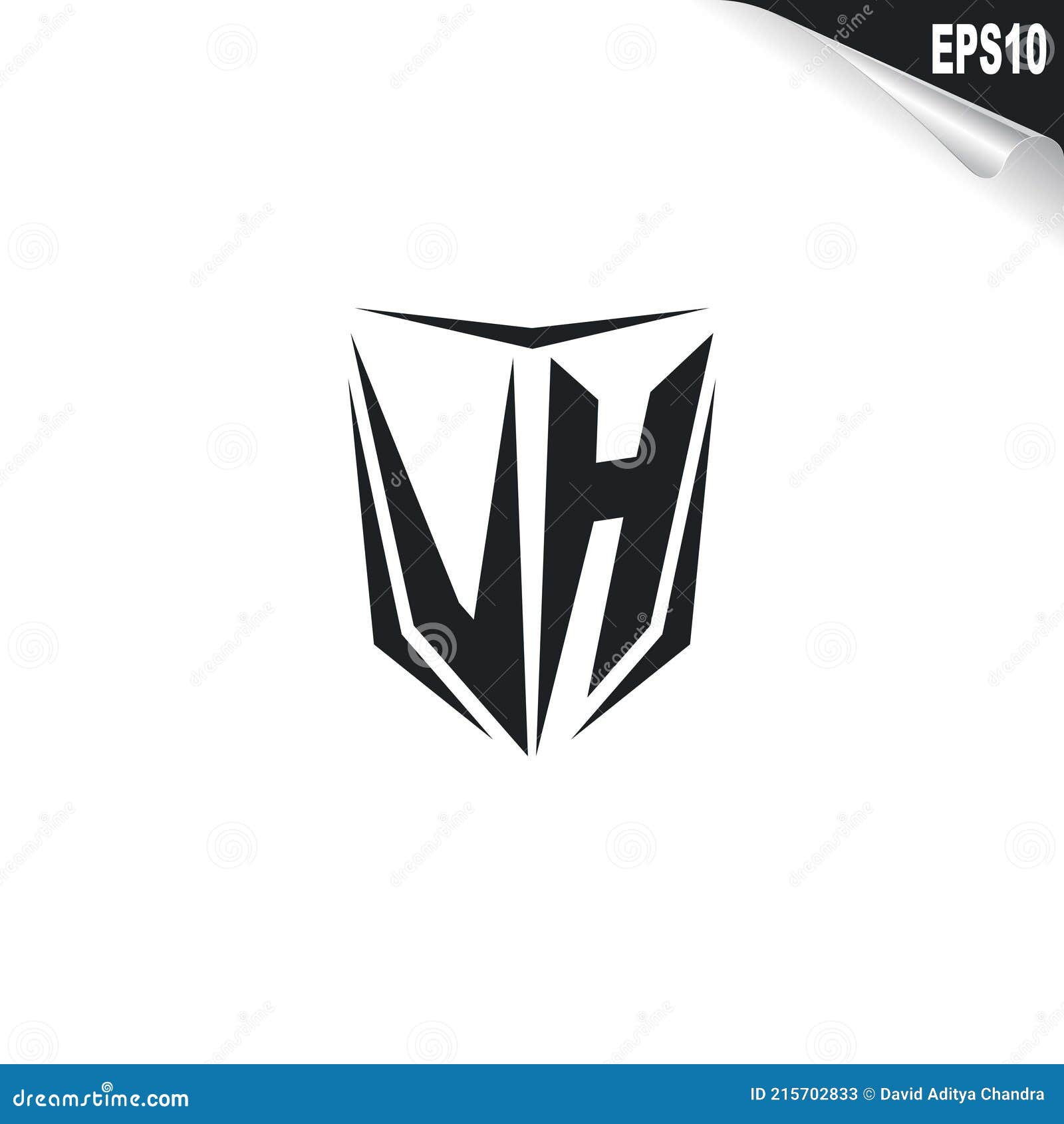 Initial VH Logo Design with Shield Style, Logo Business Branding Stock ...
