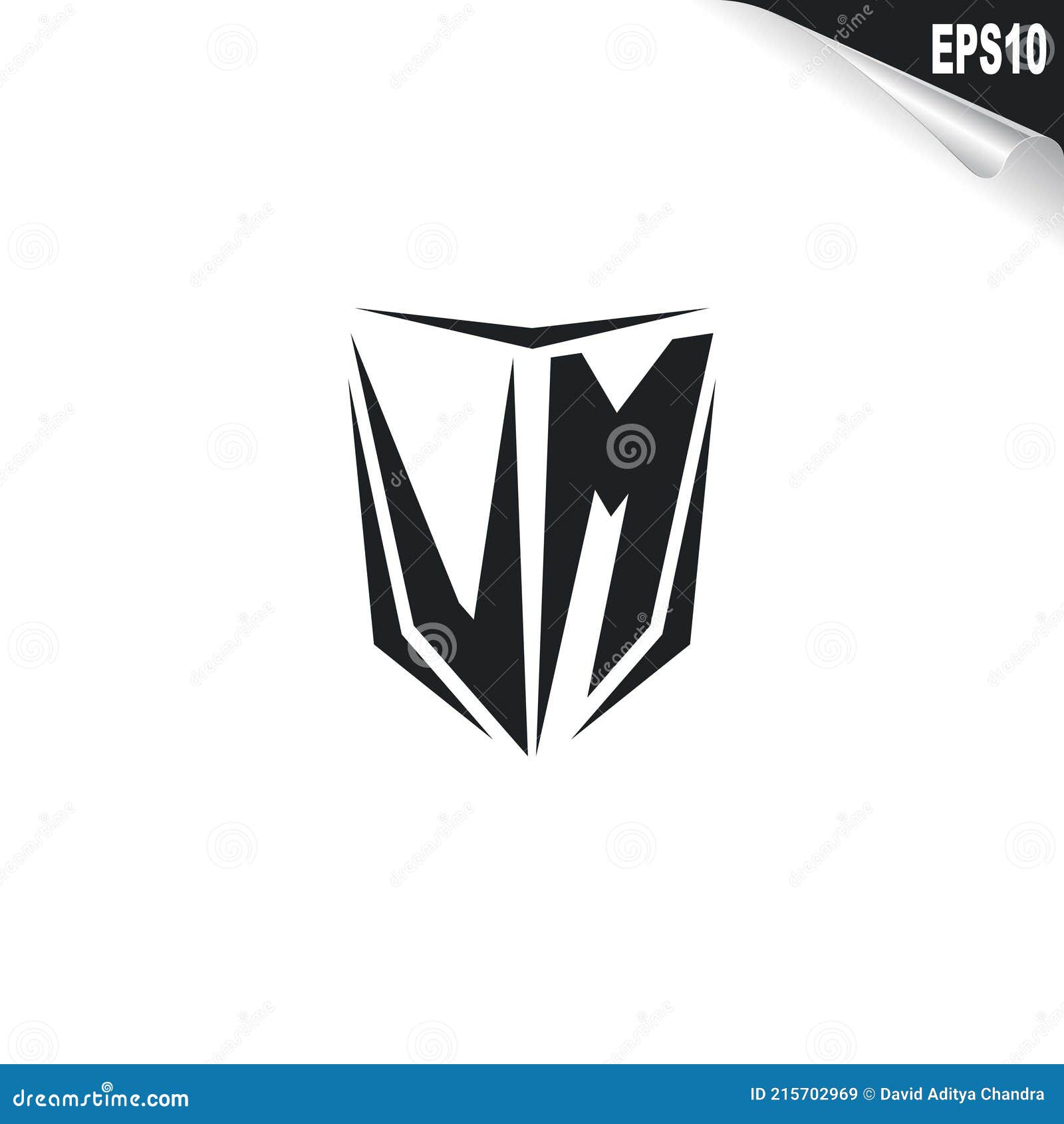 Initial VM Logo Design with Shield Style, Logo Business Branding Stock ...