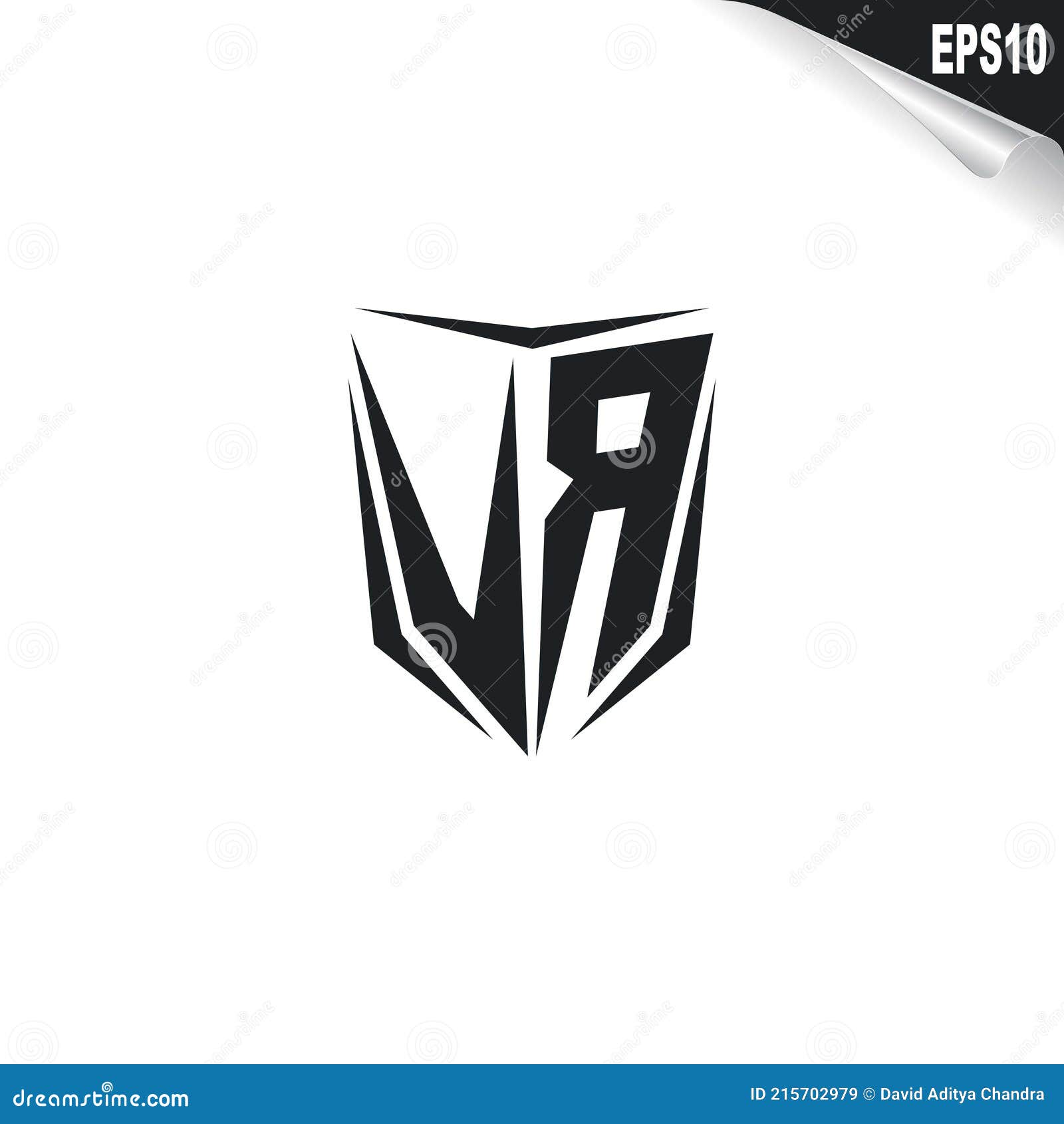 Initial VR Logo Design with Shield Style, Logo Business Branding Stock ...
