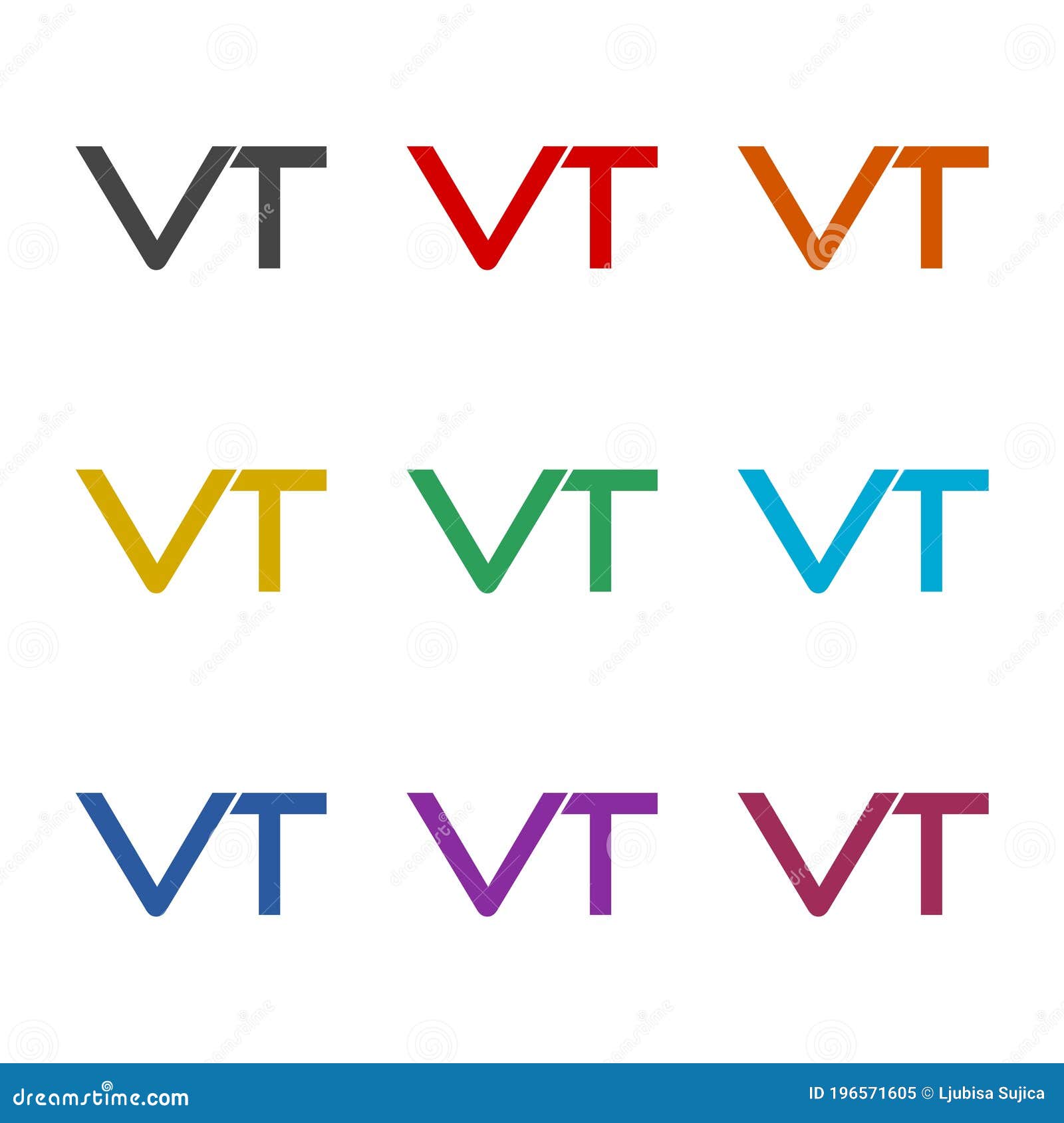 Initial VT Letter Linked Logo, Color Set Stock Vector - Illustration of ...