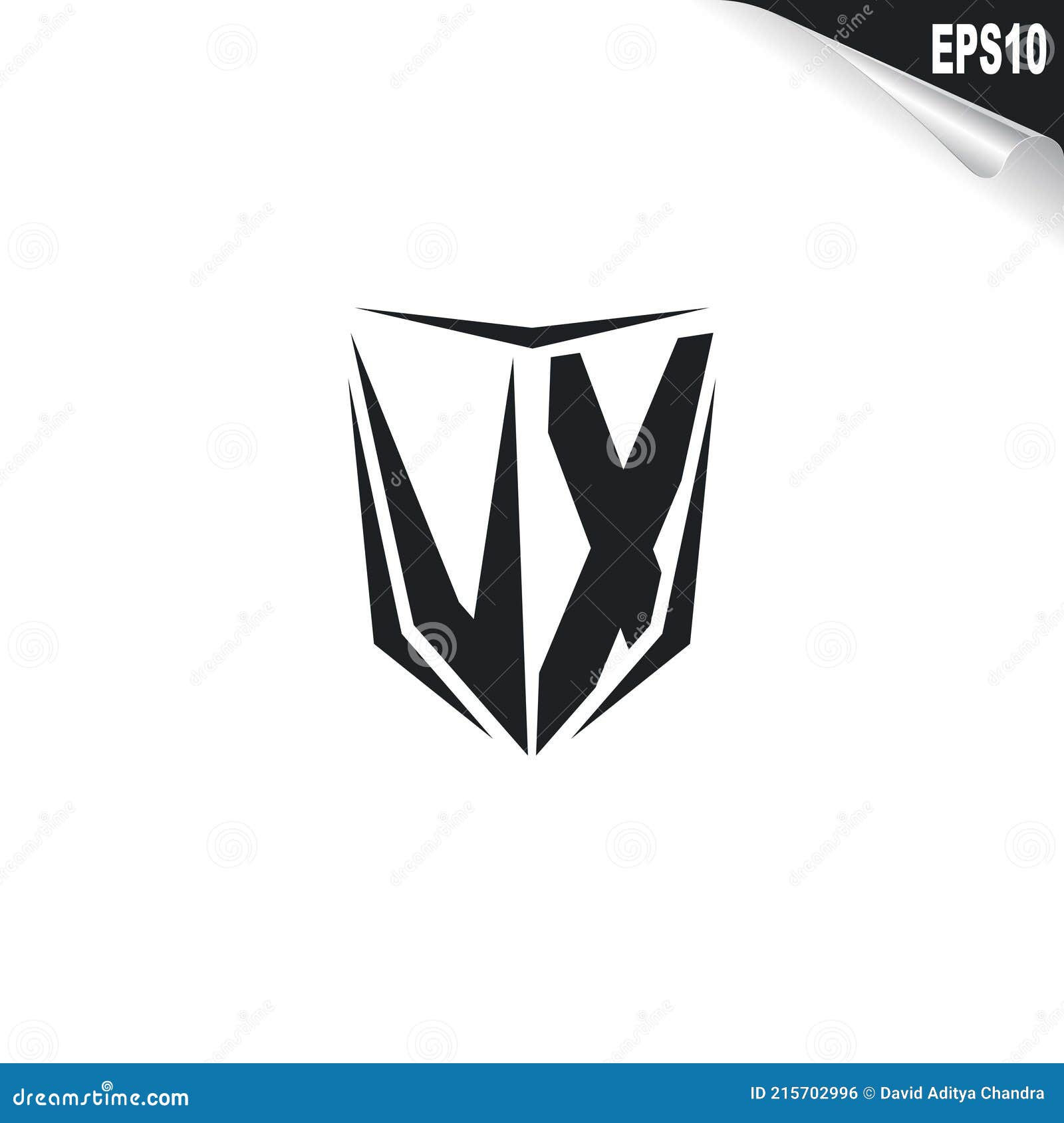 Initial VX Logo Design with Shield Style, Logo Business Branding Stock ...