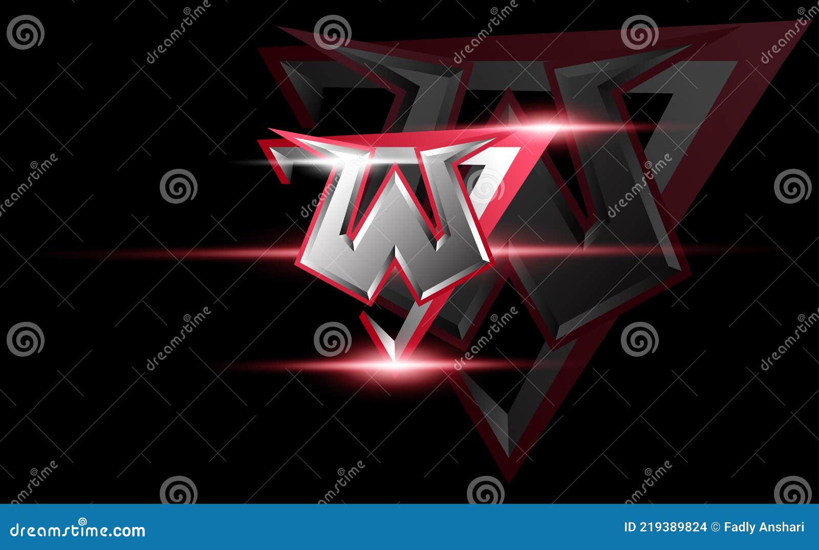 Initial W with Shield, Vector Initial Letter Monogram Esport, Twitch ...