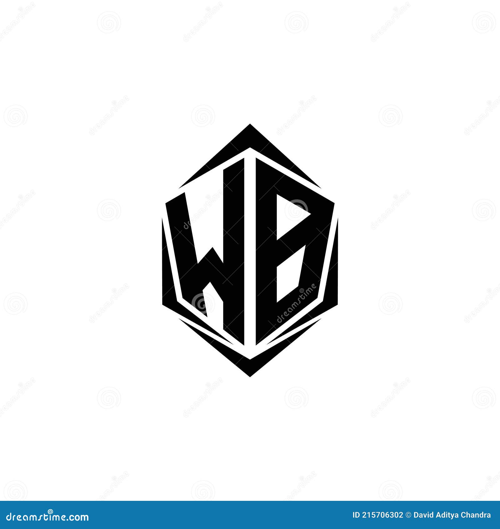 Initial WB Logo Design with Shield Style, Logo Business Branding Stock ...