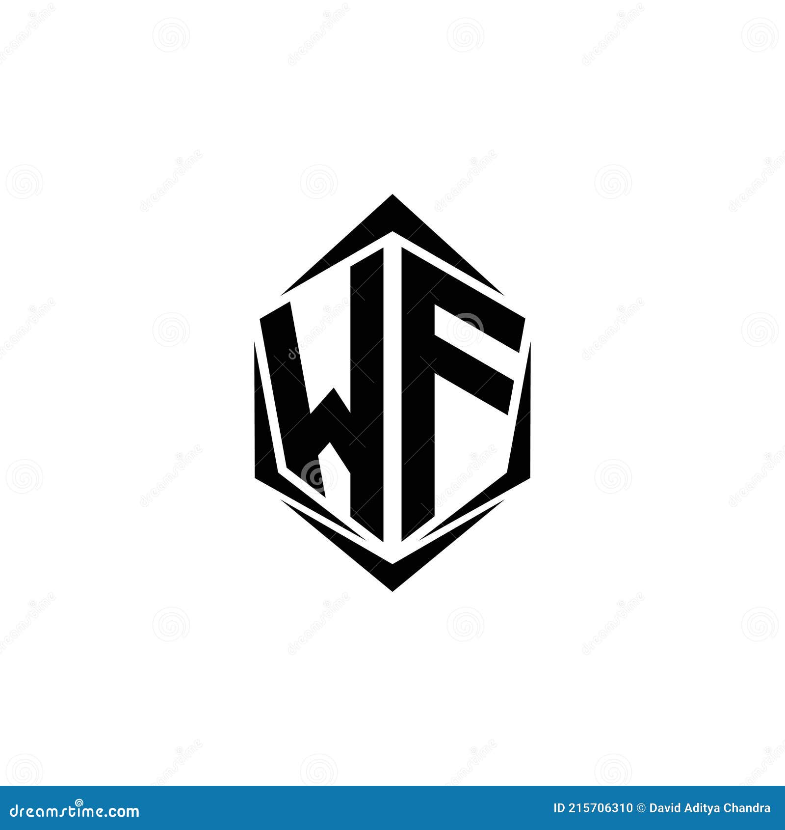 Initial WF Logo Design with Shield Style, Logo Business Branding Stock ...