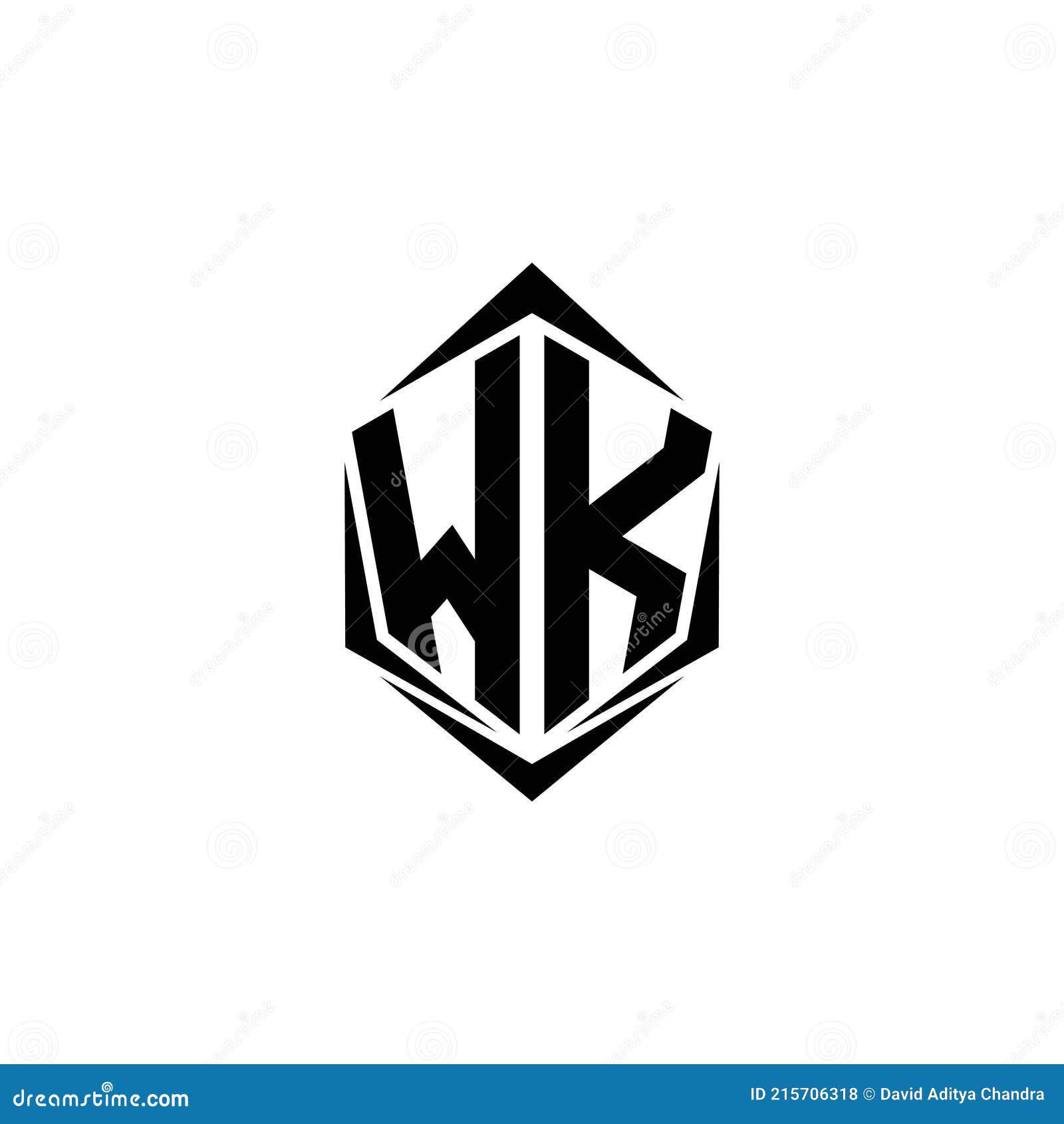 Initial WK Logo Design with Shield Style, Logo Business Branding Stock ...