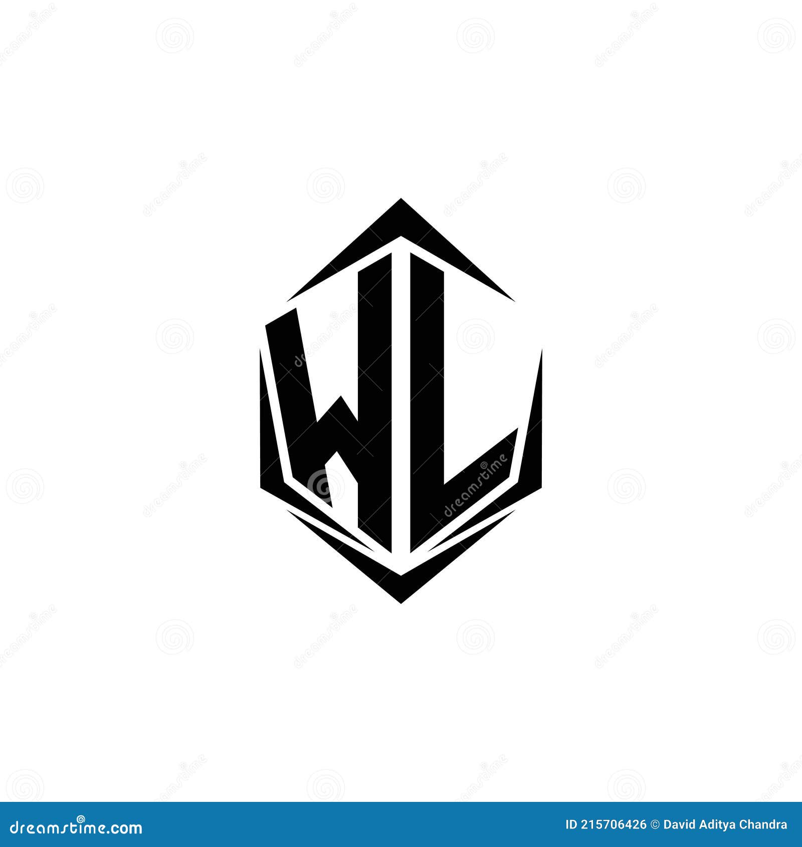 Initial WL Logo Design with Shield Style, Logo Business Branding Stock ...