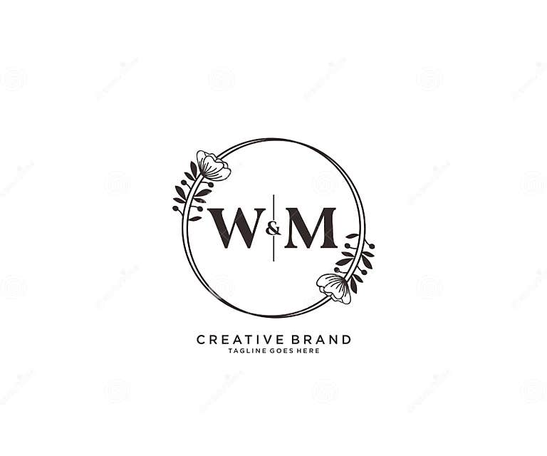 Initial WM Letters Hand Drawn Feminine and Floral Botanical Logo ... Initial WM Letters Hand Drawn Feminine and Floral Botanical Logo ...
