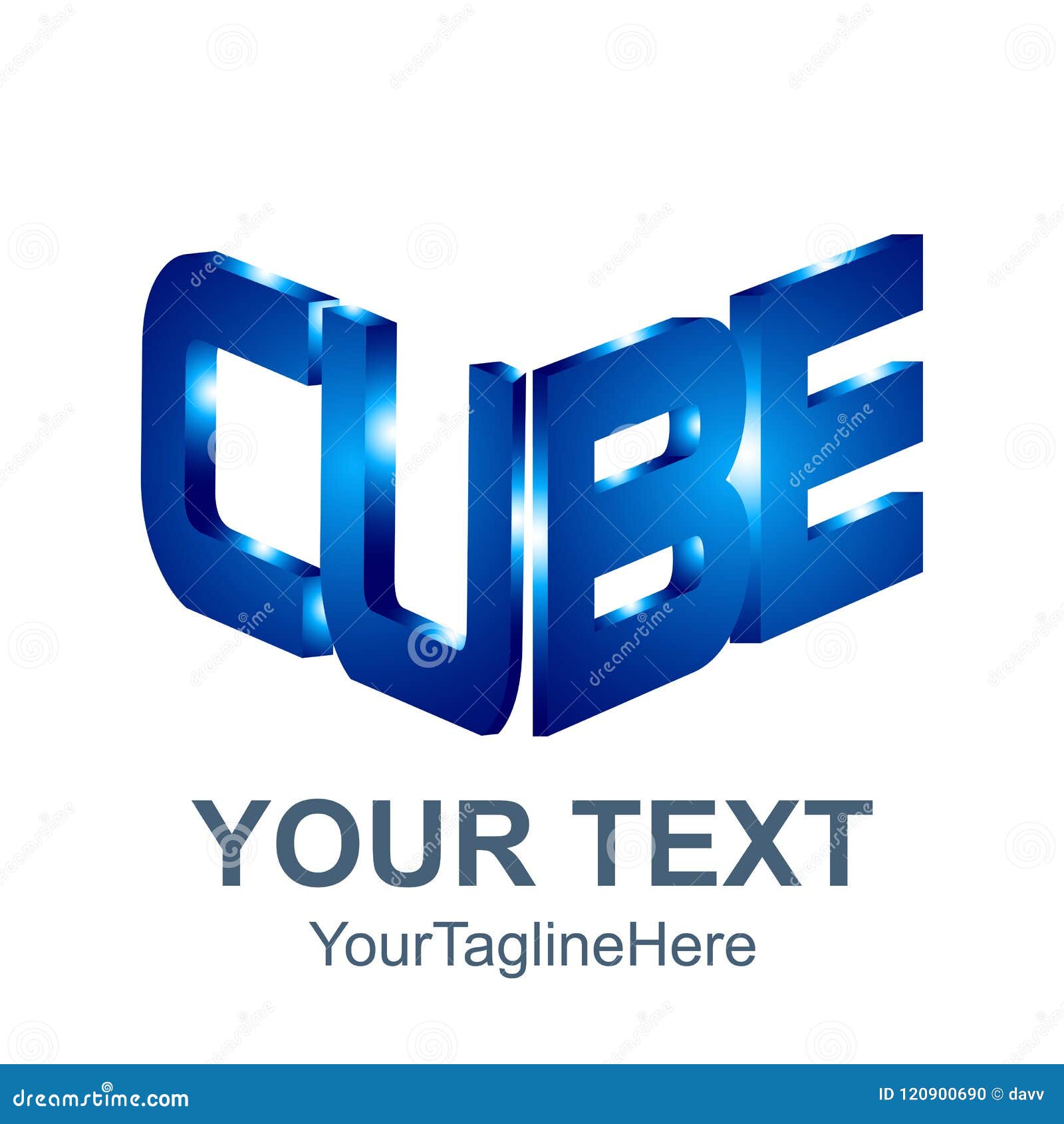 Initial Word Cube Logo Template 3D Cube Word Design for Business Stock ...