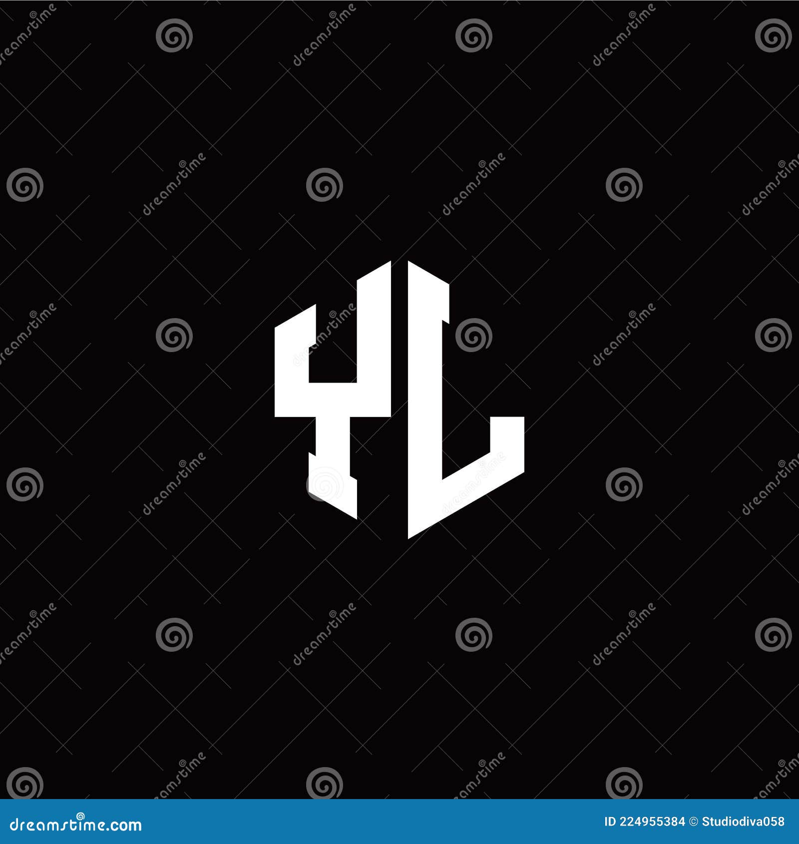 Initial Y L Letter with Polygon Modern Style Logo Template Vector Stock ...