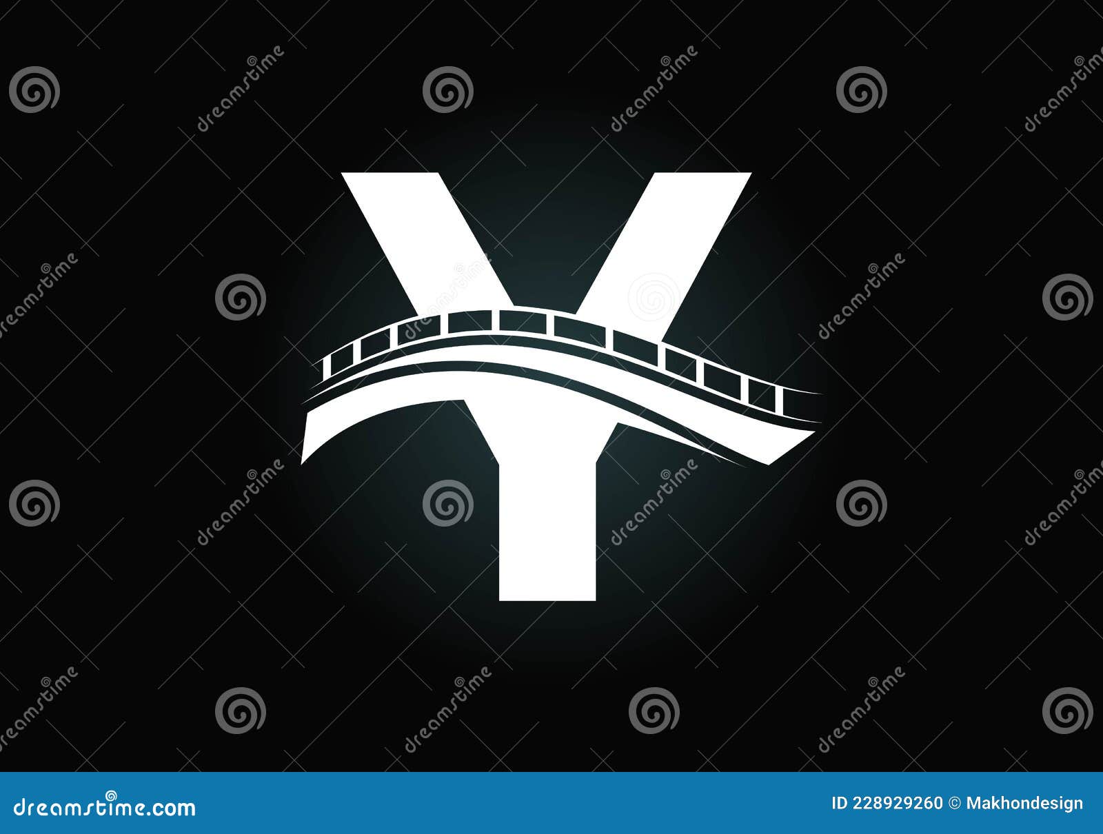 Initial Y Monogram Letter Alphabet with Bridge Sign. Abstract Bridge ...