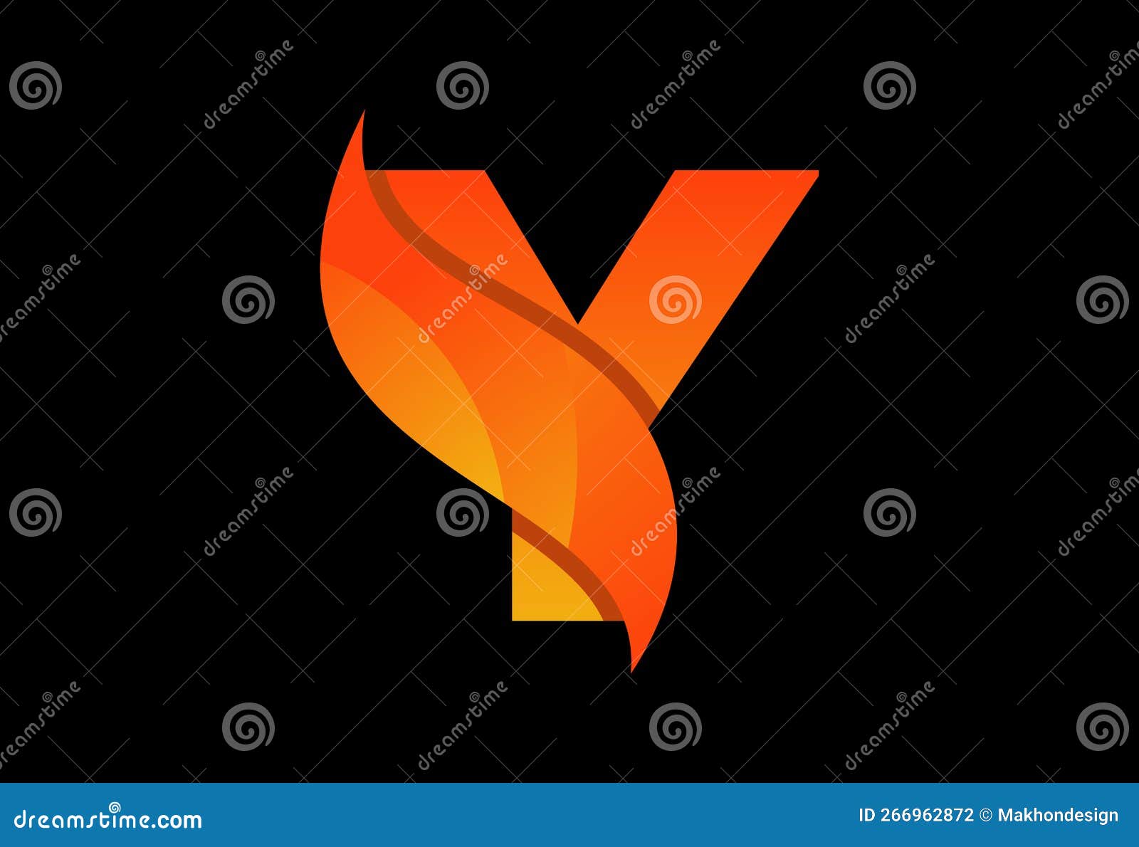Initial Y Monogram Letter with a Swoosh or Flame. Fire Flames or Swoosh ...