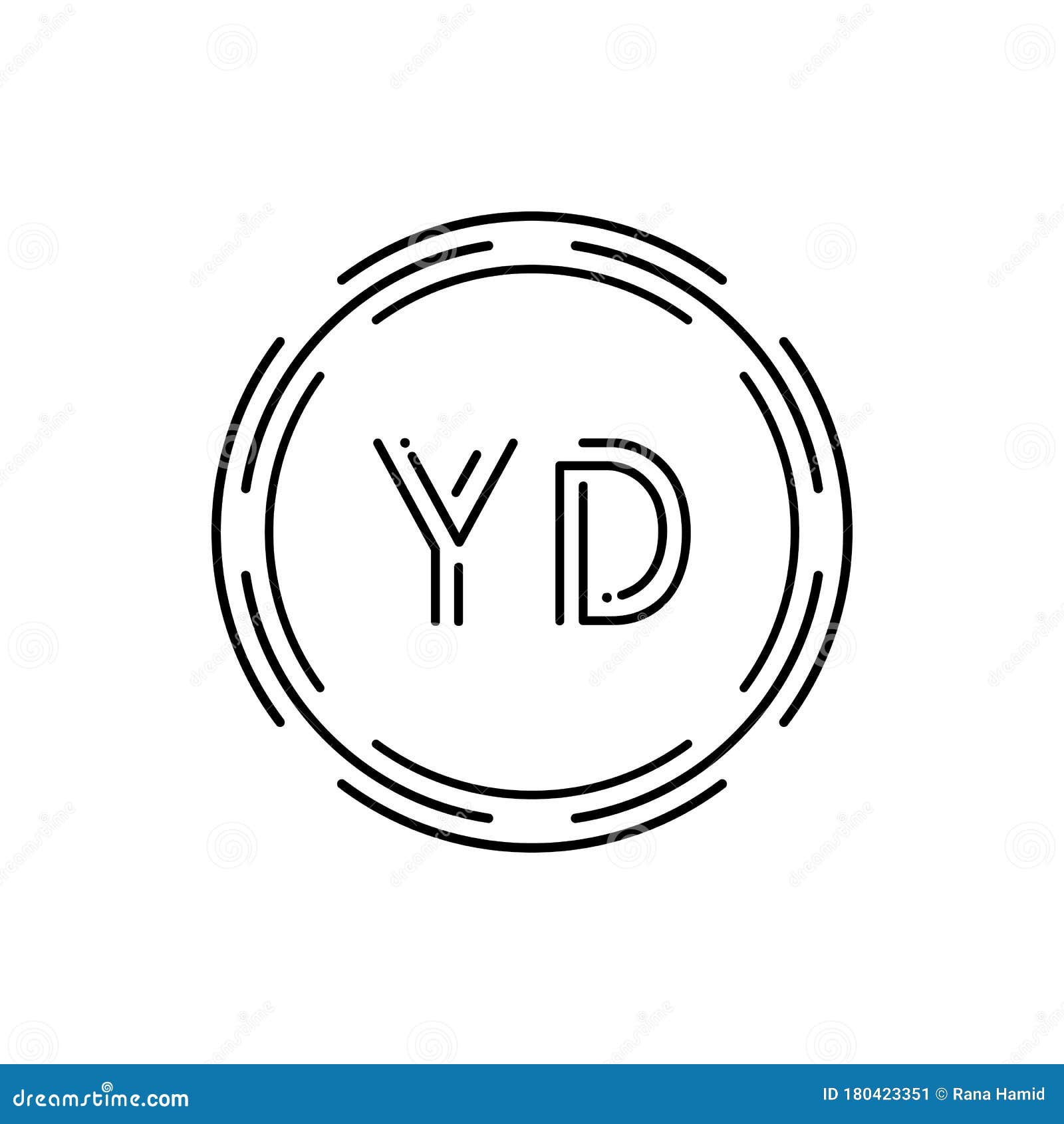 Initial YD Logo Design Vector Template. Creative Circle Letter YD ...