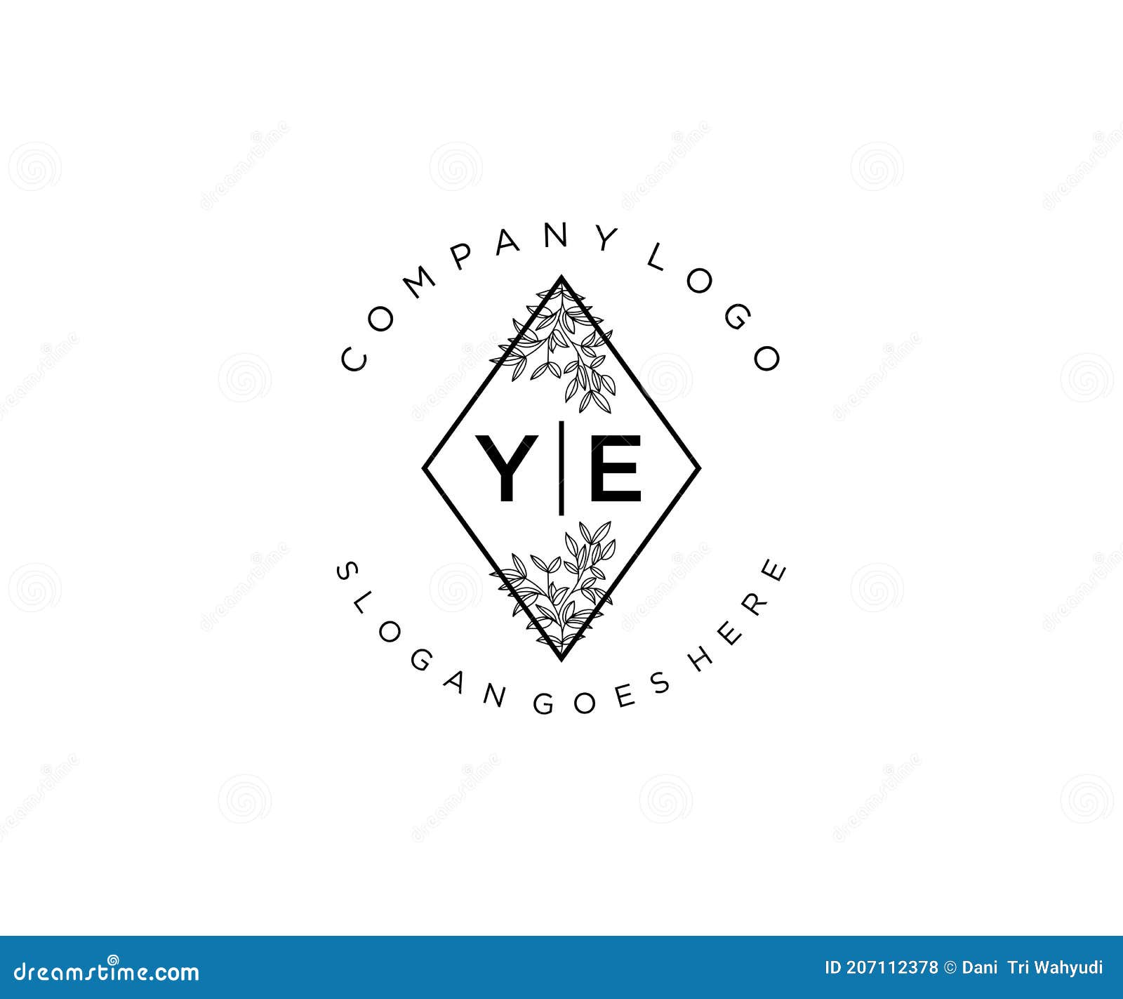 Initial YE Letters Beautiful Floral Feminine Editable Premade Monoline ...